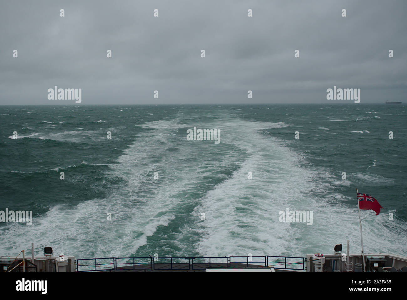 Rough sea seen from back of ferry near Dover. September 2019 Stock ...