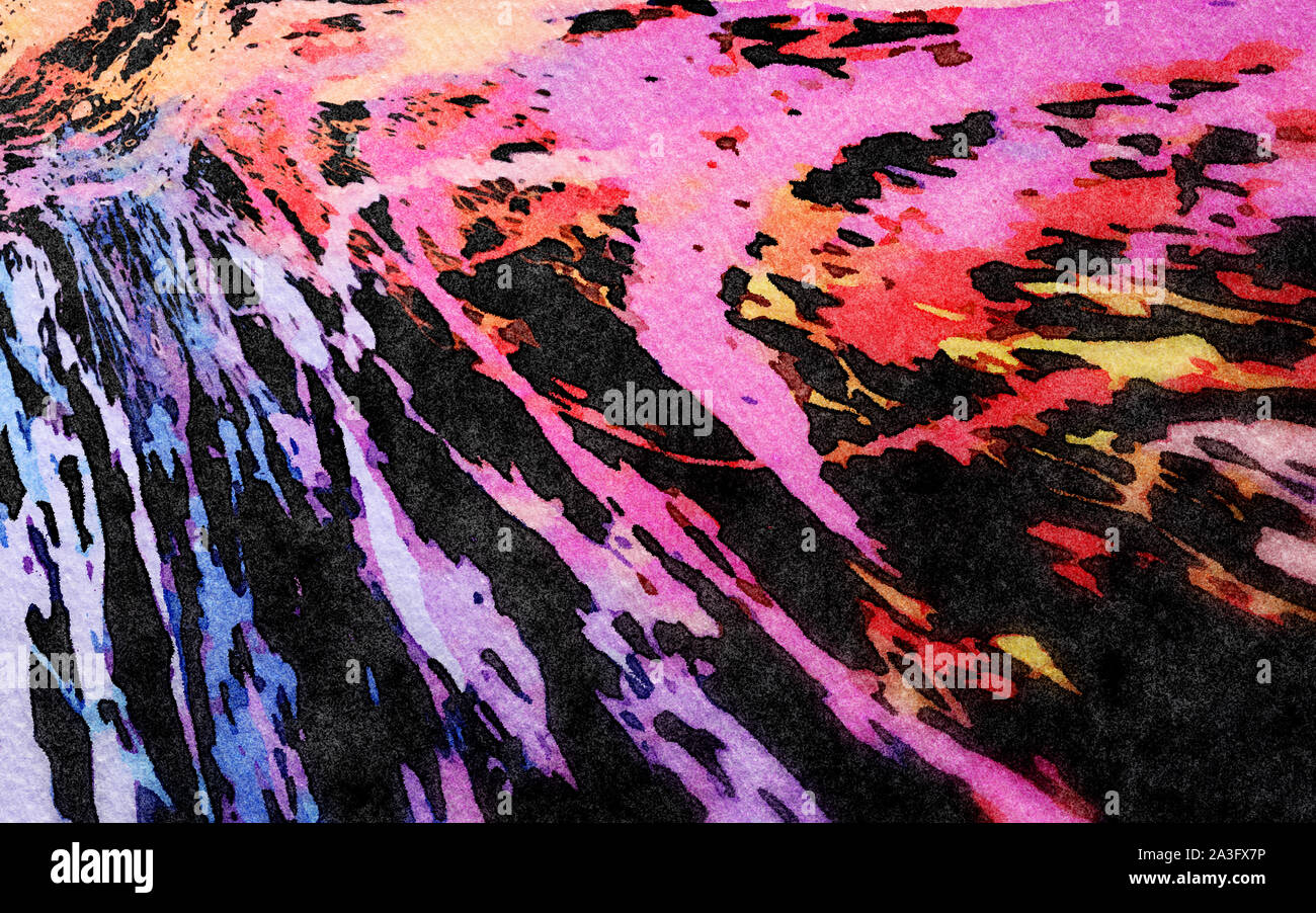 Abstract design pattern in happy bright colors, warm volume brush ...