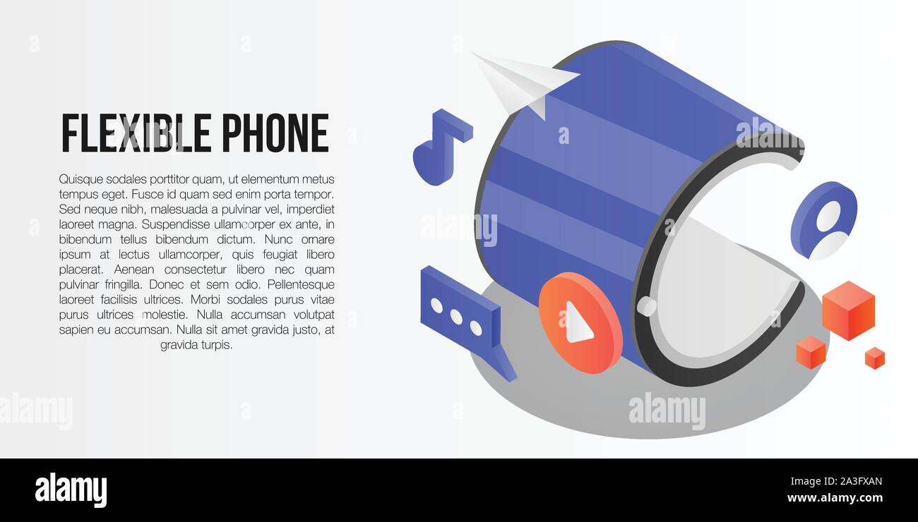 Flexible phone concept banner, isometric style Stock Vector Image & Art ...