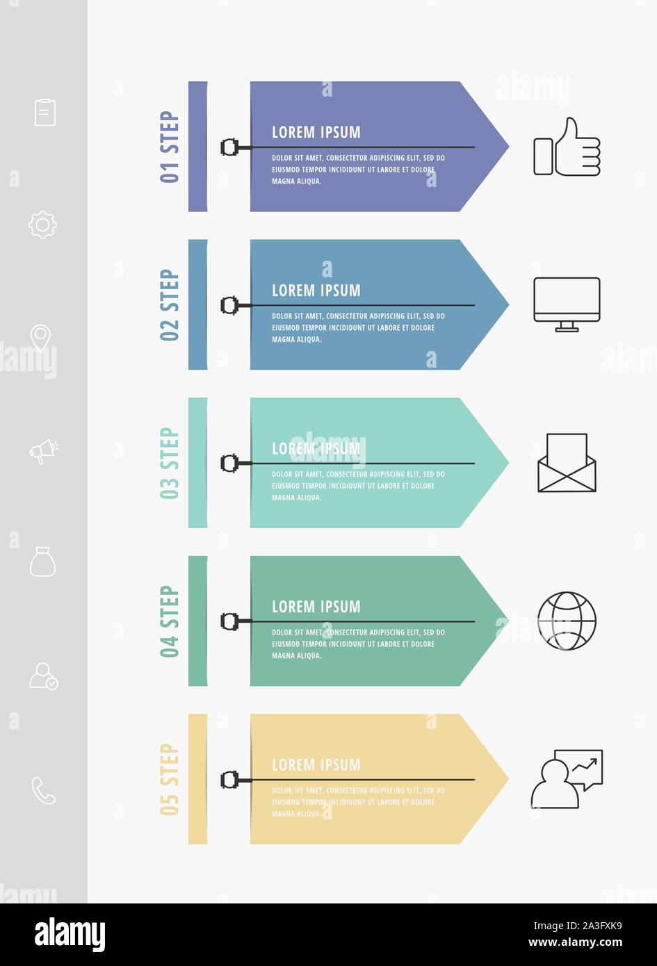Vector infographic flat template arrows for five diagrams, graph, presentation. Business concept ...