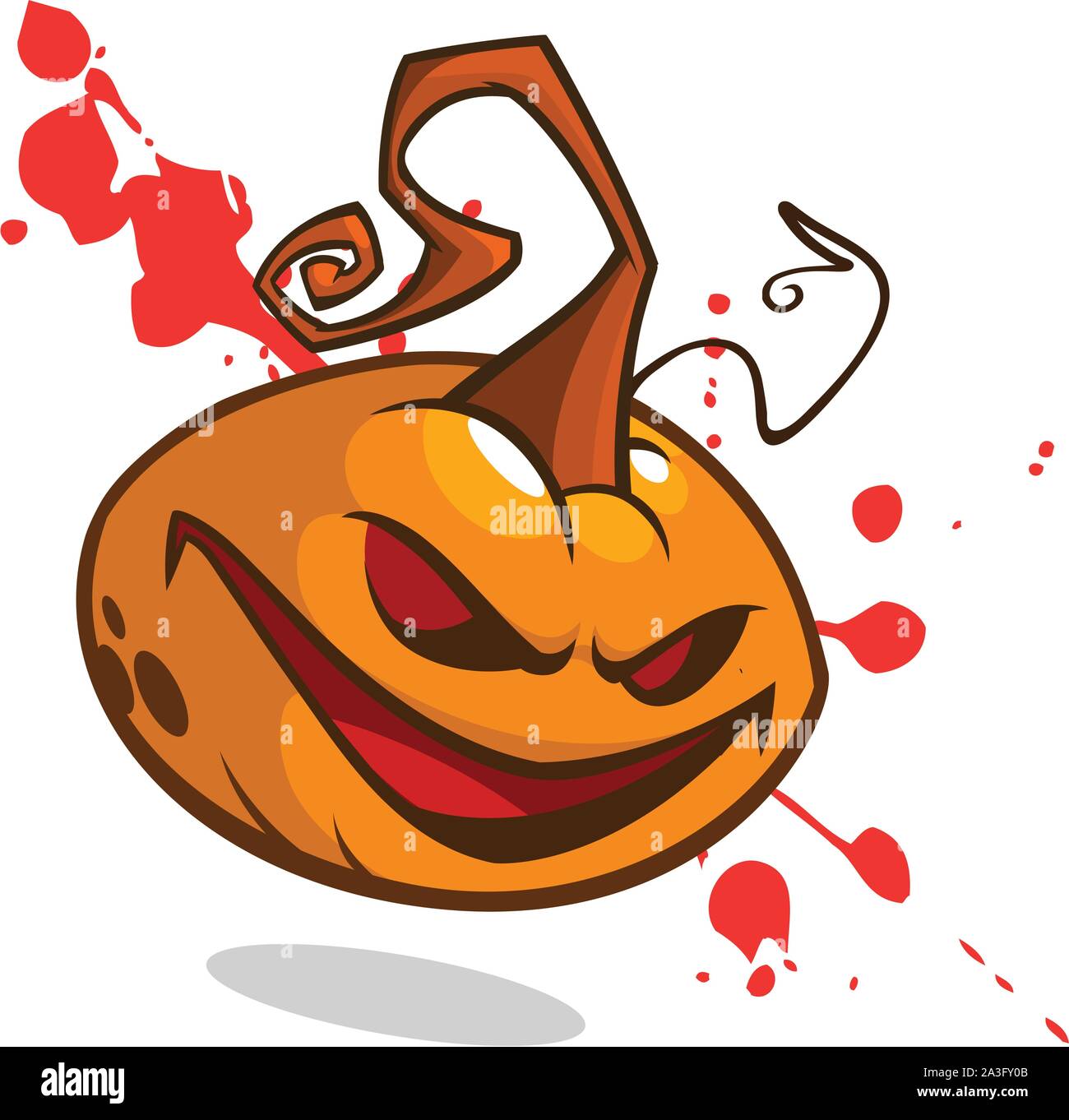 Scary cartoon pumpkin head. Halloween scarecrow illustration. Funny ...