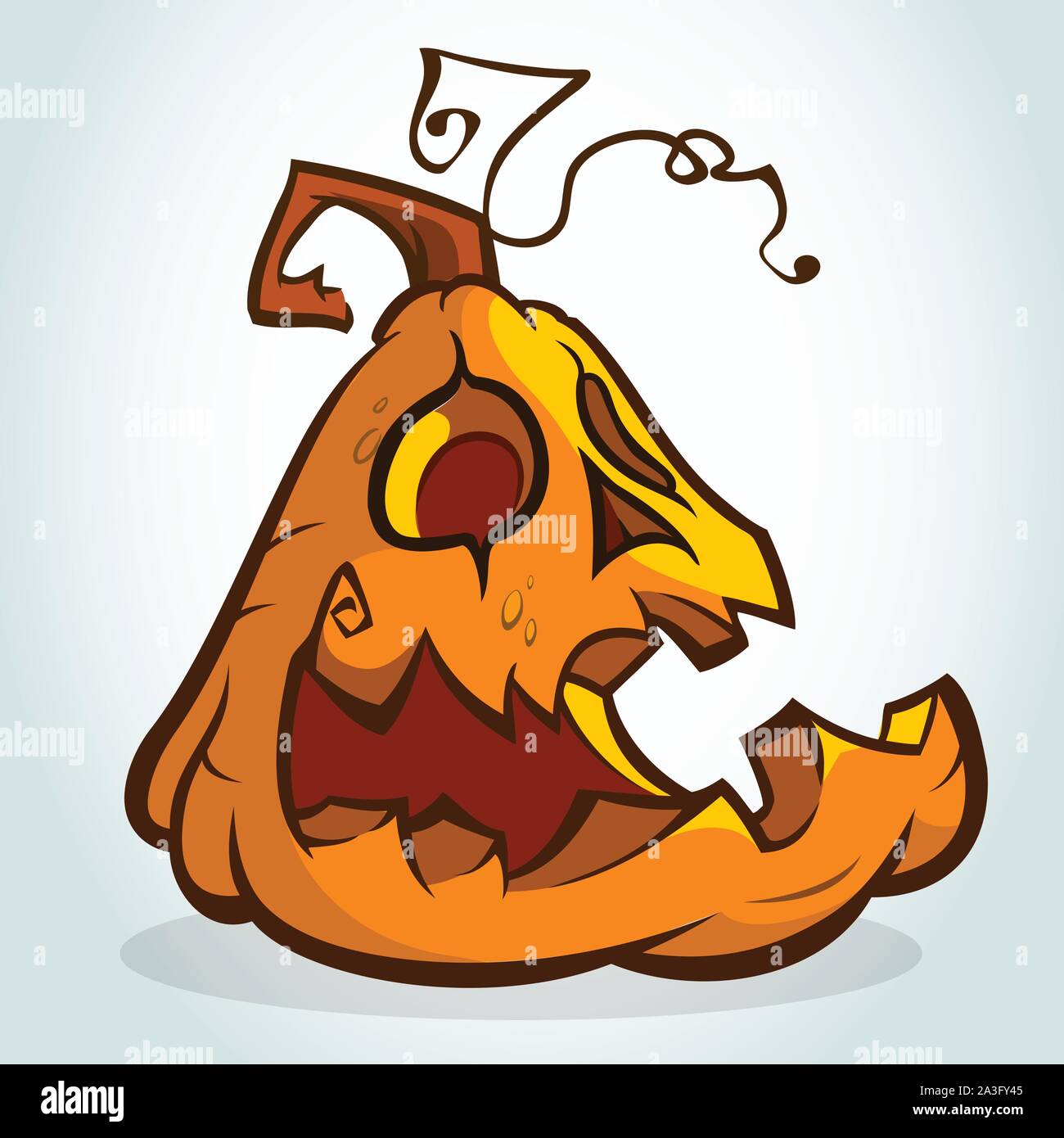 Scary cartoon pumpkin head. Halloween scarecrow illustration. Funny ...