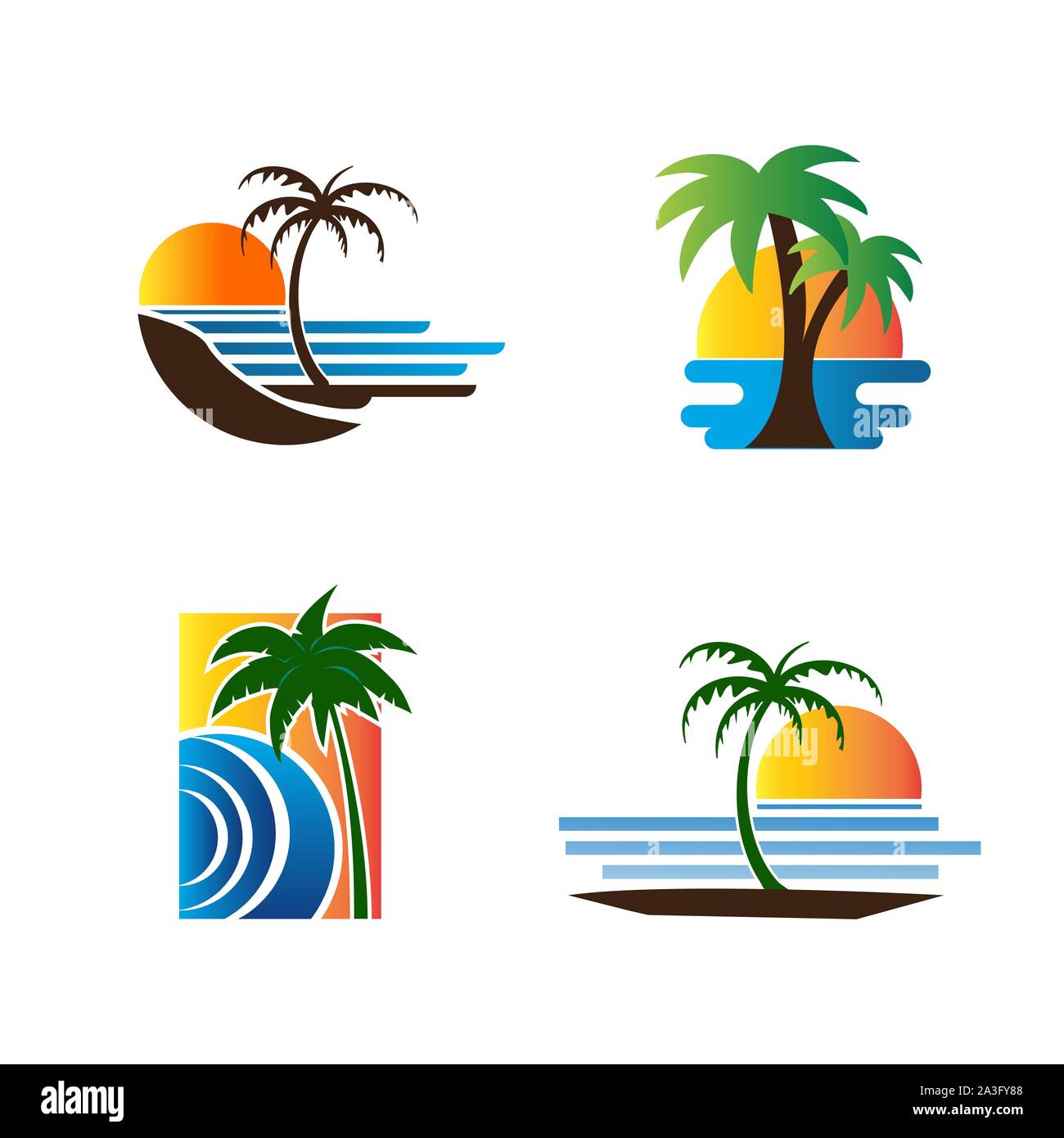 Palm tree icon for summer and travel logo vector illustration design ...