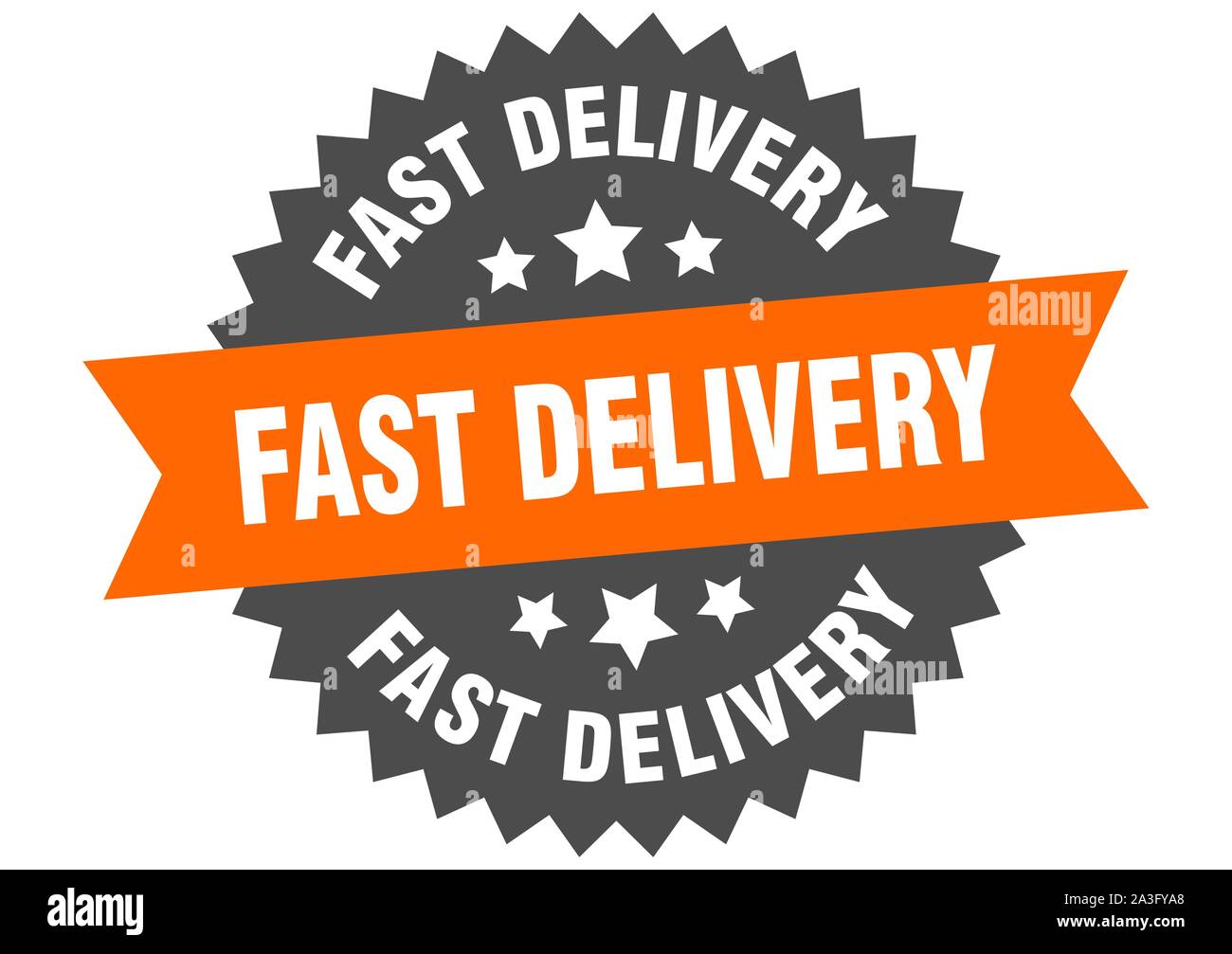 fast delivery sign. fast delivery orange-black circular band label ...