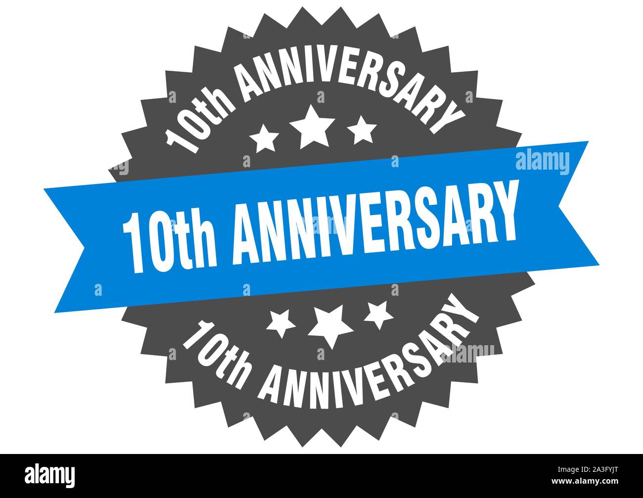 10th anniversary sign. 10th anniversary blue-black circular band label ...