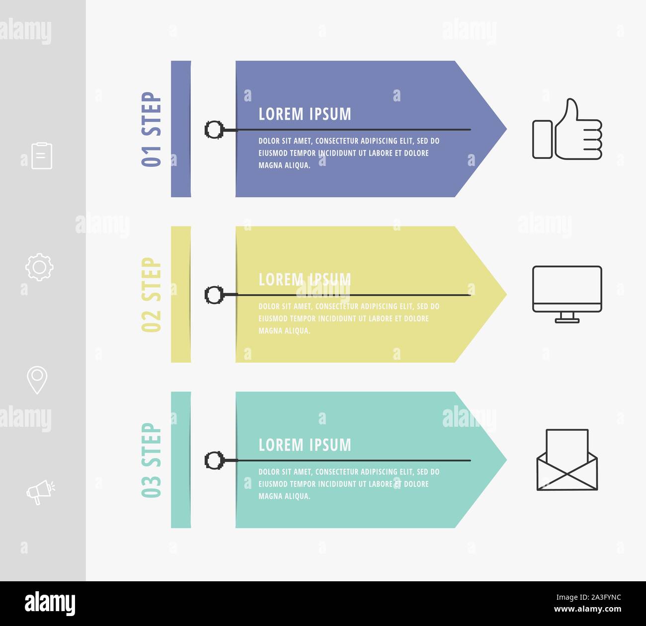 Vector infographic flat template arrows for three diagrams, graph, presentation. Business ...