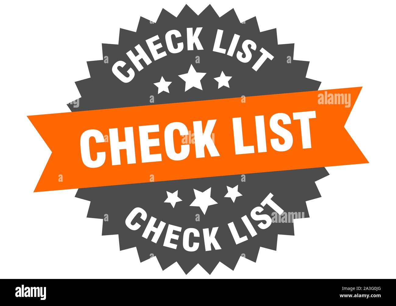 check list sign. check list orange-black circular band label Stock ...