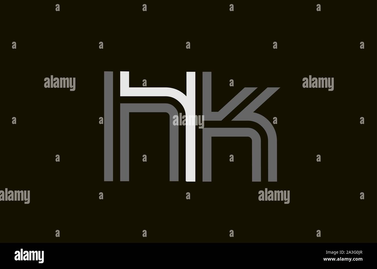 black and white line HK H K letter logo alphabet combination for icon ...