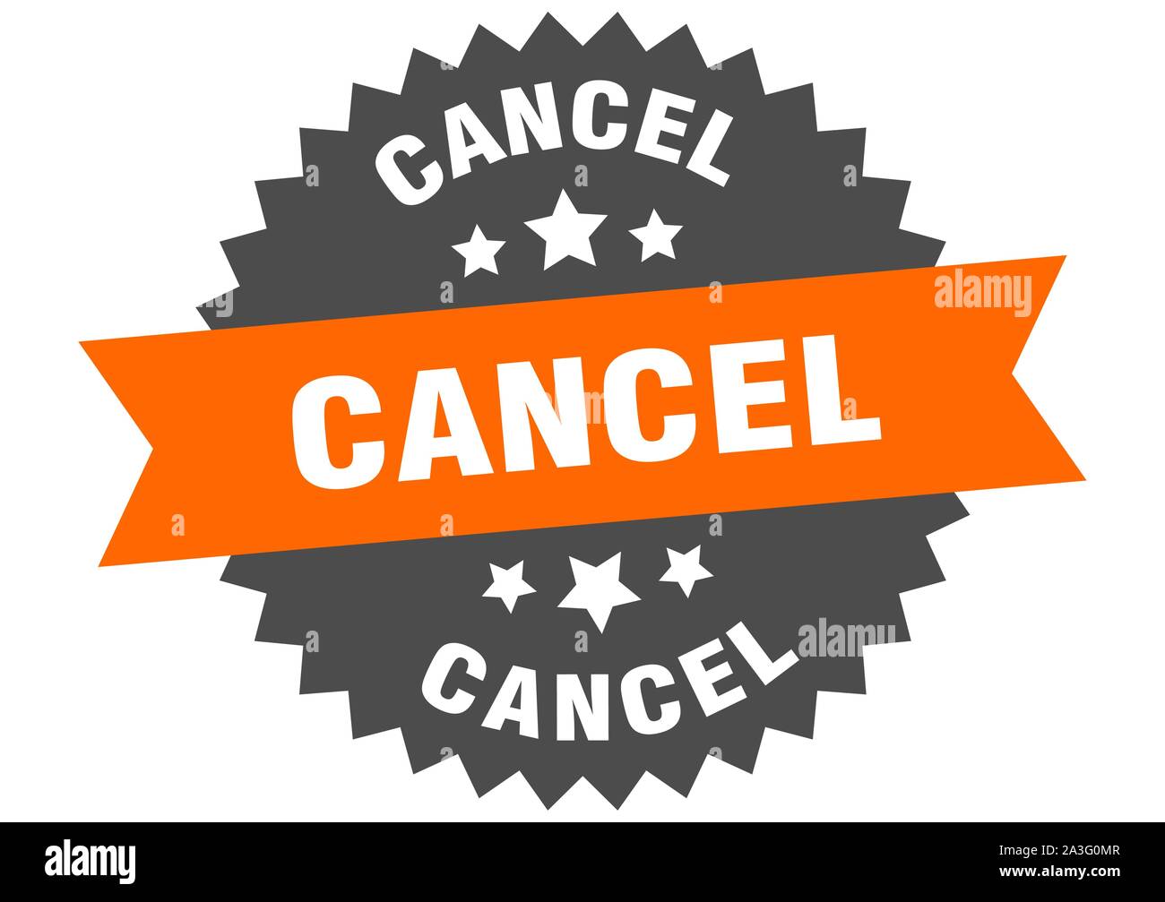 Cancel ribbon round white hi-res stock photography and images - Alamy