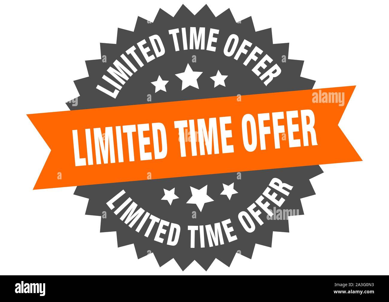 limited time offer sign. limited time offer orange-black circular band ...