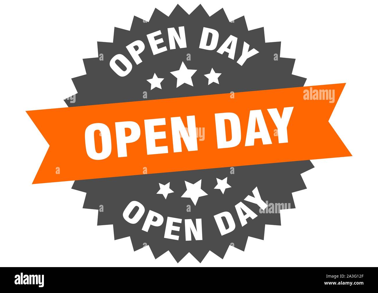 Open day label orange hi-res stock photography and images - Alamy