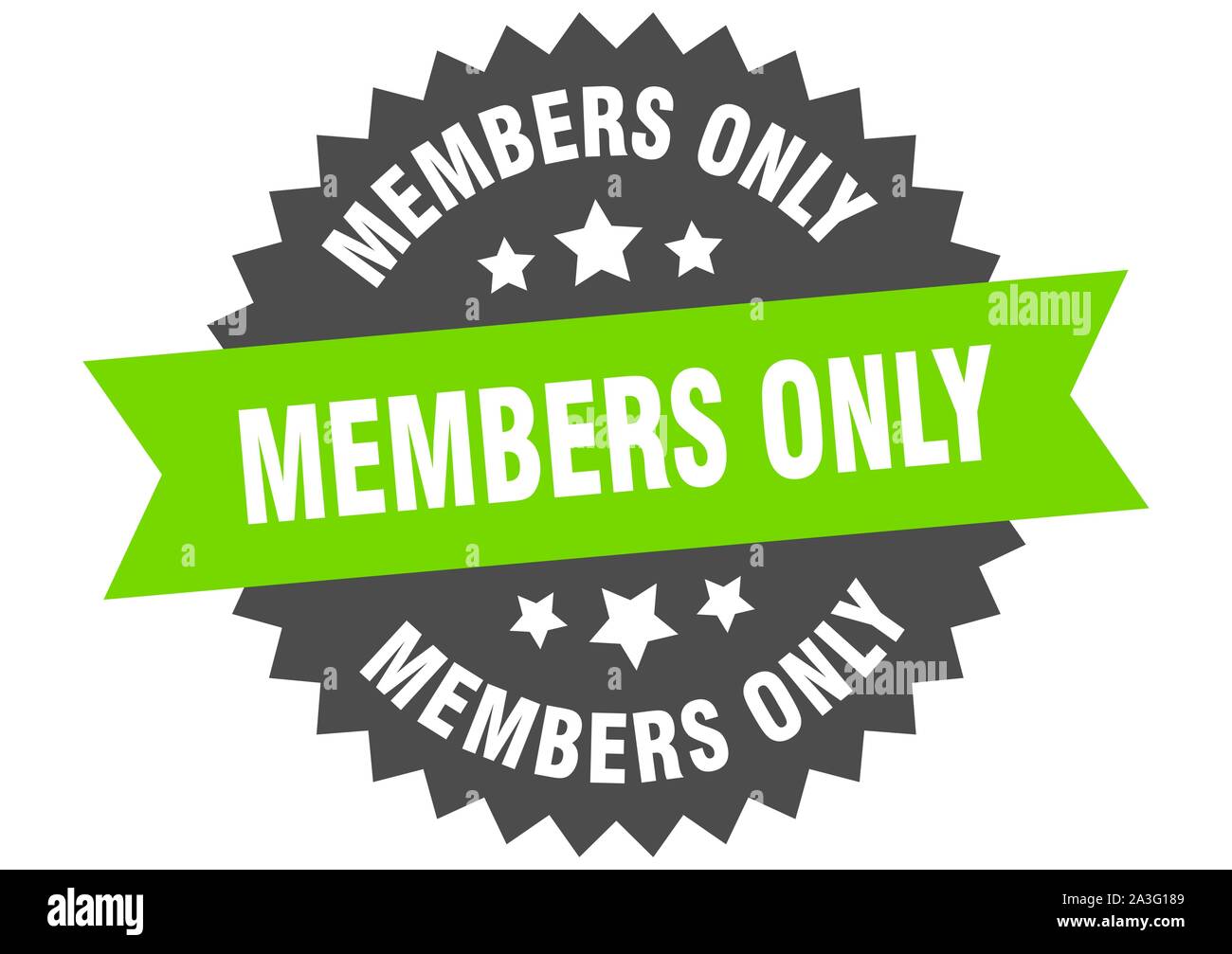 members only sign. members only green-black circular band label Stock ...
