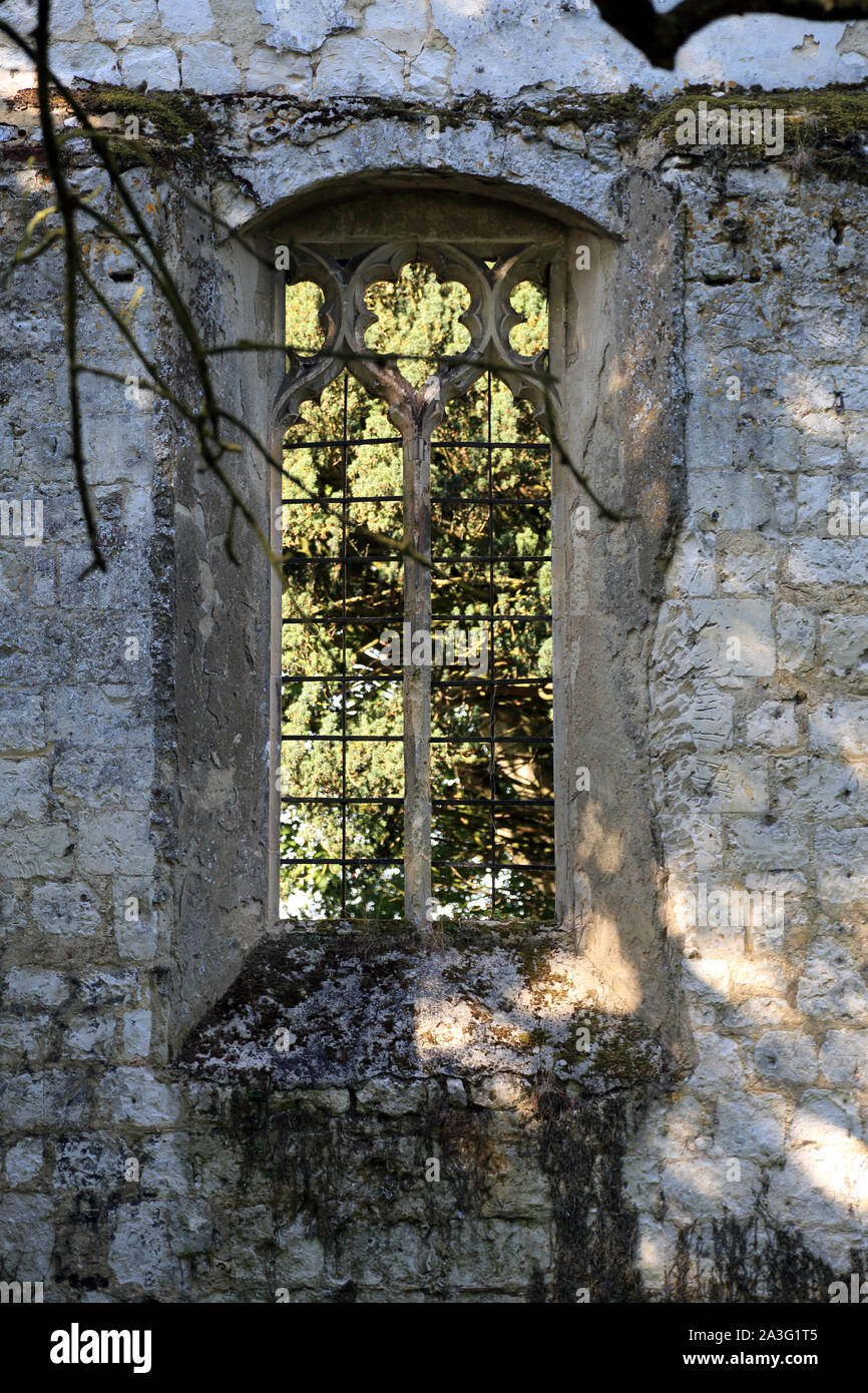 Window frame to ruins of St Mary's Church, Eastwell, Ashford, Kent ...