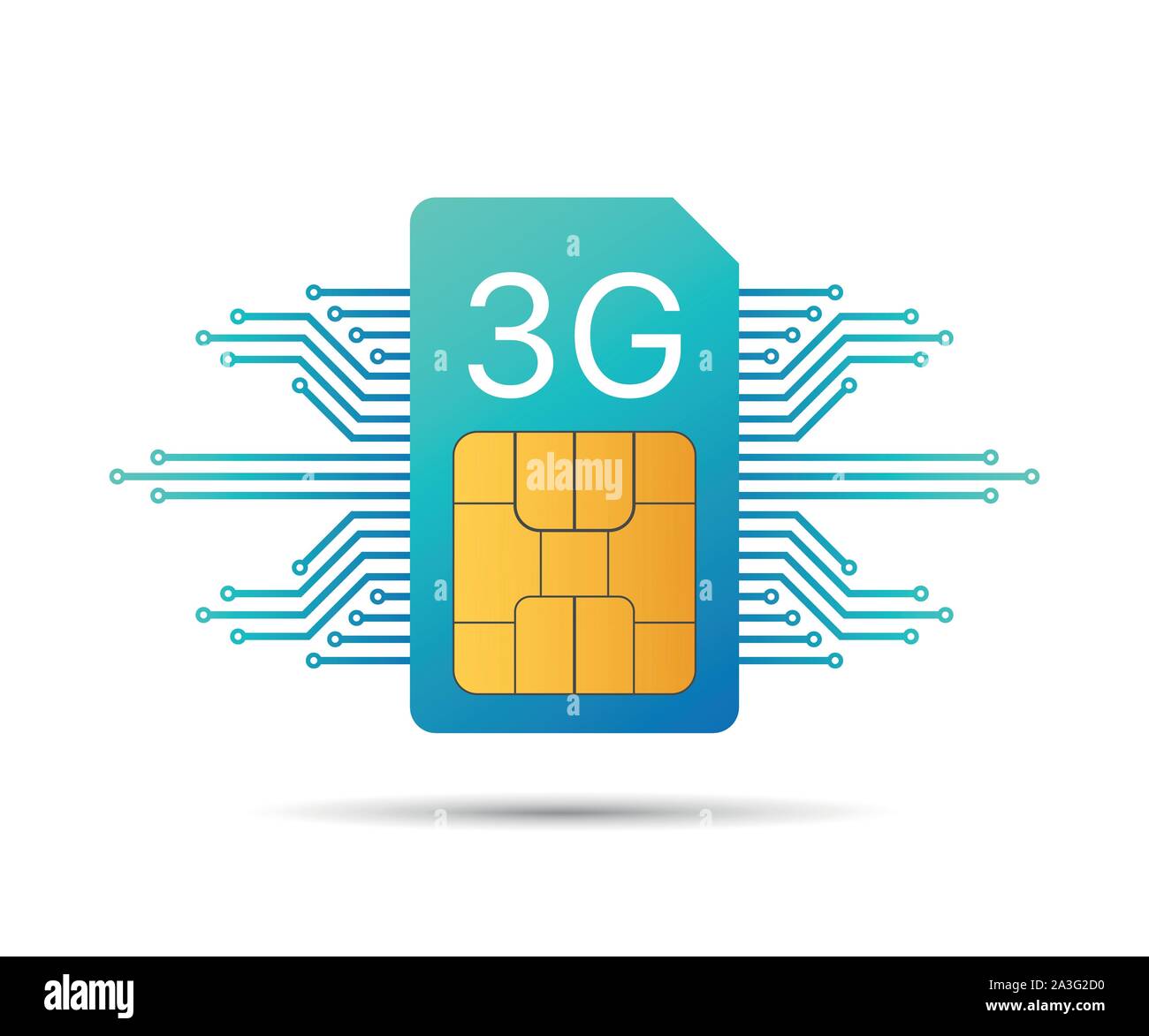 3G Sim Card. Mobile telecommunications technology symbol. Vector ...