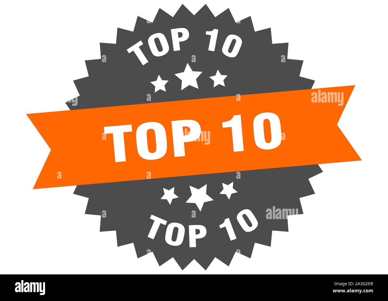 top 10 sign. top 10 orange-black circular band label Stock Vector Image ...