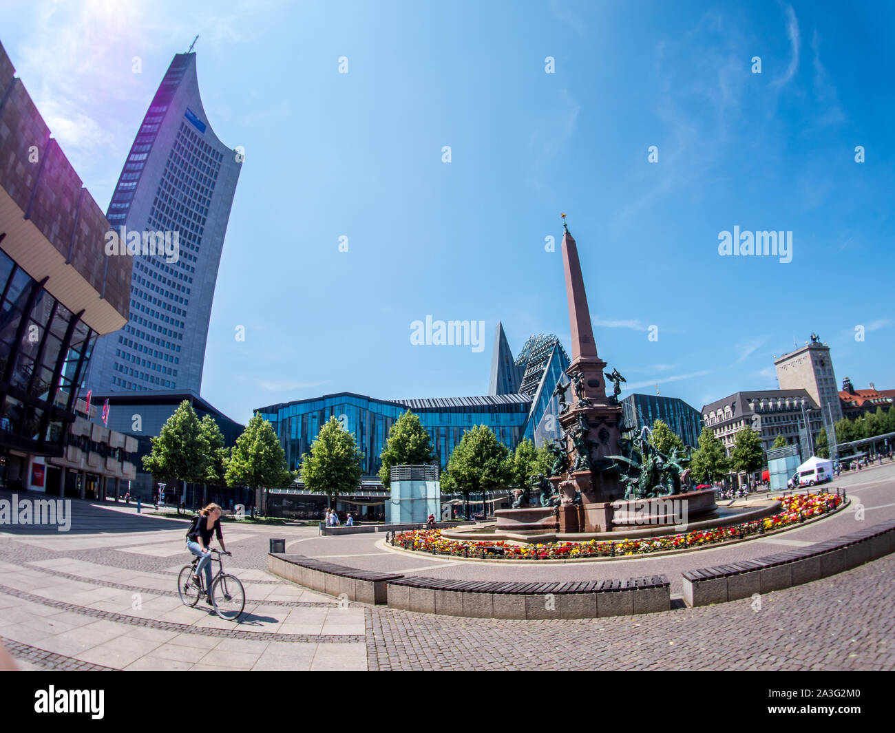 Wide-angle photo Leipziger Augustusplatz Stock Photo - Alamy