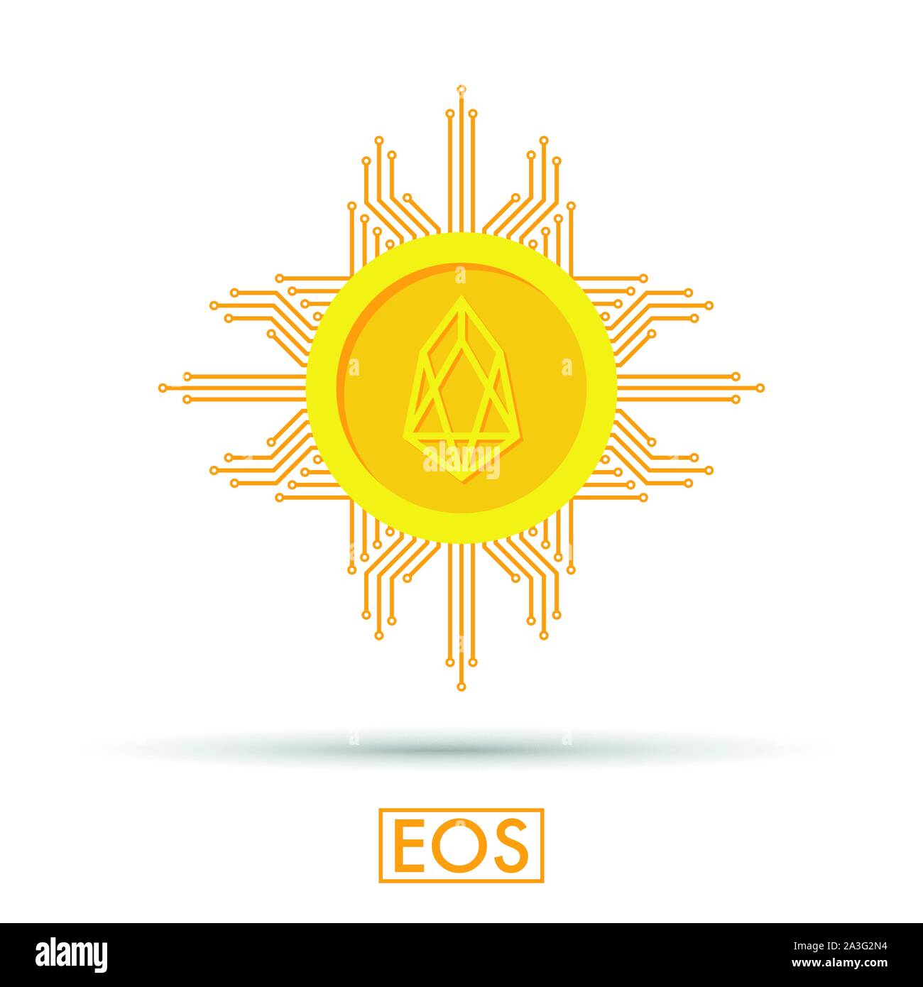 Eos concept. Cryptocurrency logo sign. Digital money. Block chain ...