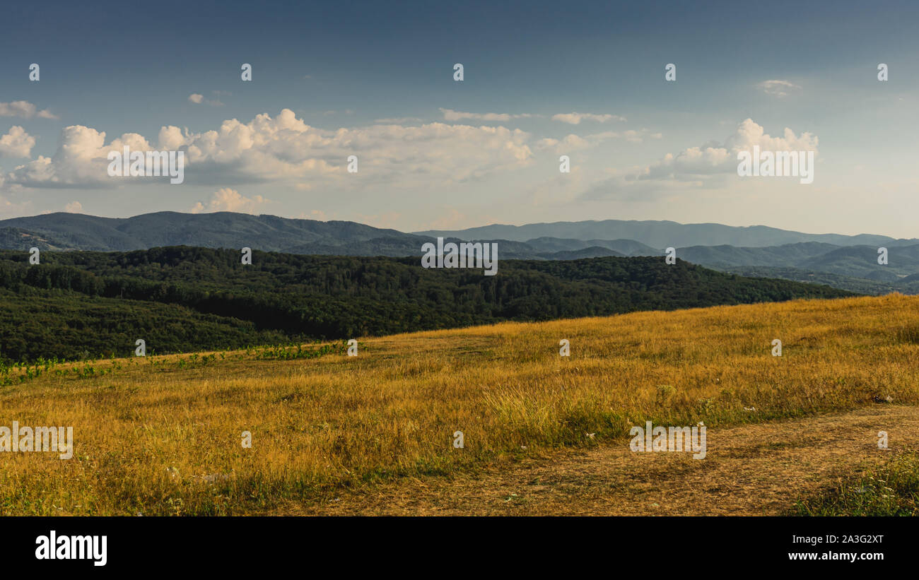 Scenic panoramic view of fields in Romania Stock Photo - Alamy