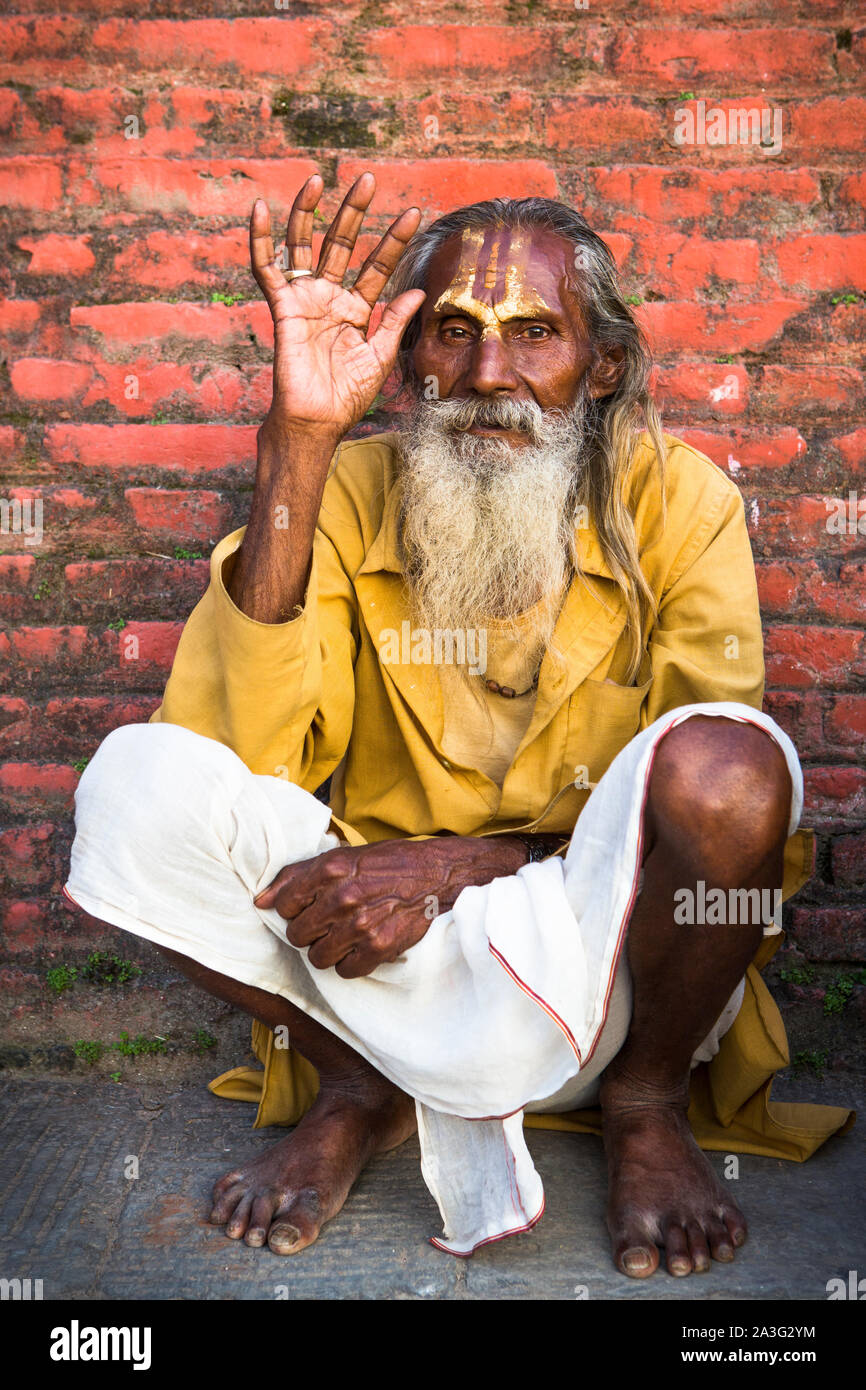 A Hindu holy man, aka a sadhu, at Pashupatinath Temple in Kathmandu ...
