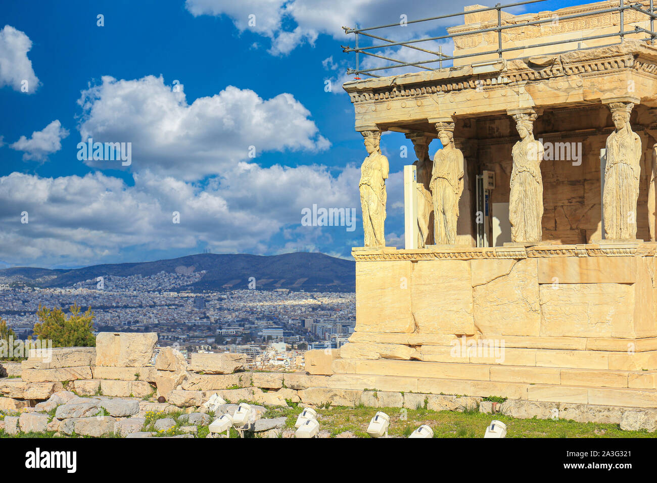 Caryatids at Erechtheum of Parthenon in Athens Greece Stock Photo - Alamy