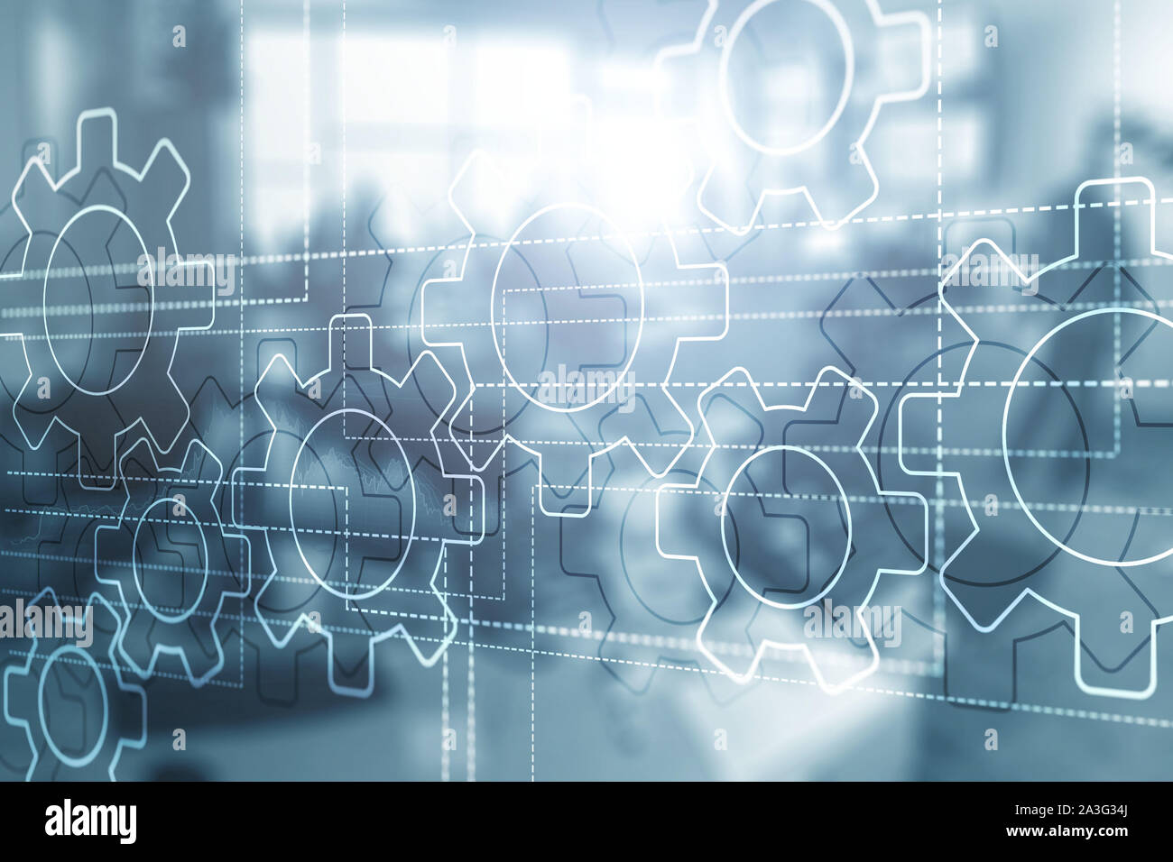 Gears on the abstract background. Business processes concept Stock ...