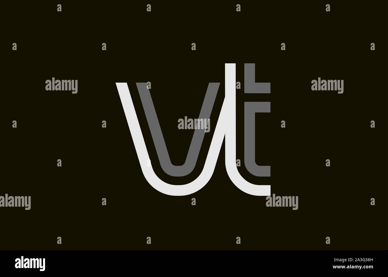 black and white line VT V T letter logo alphabet combination for icon ...