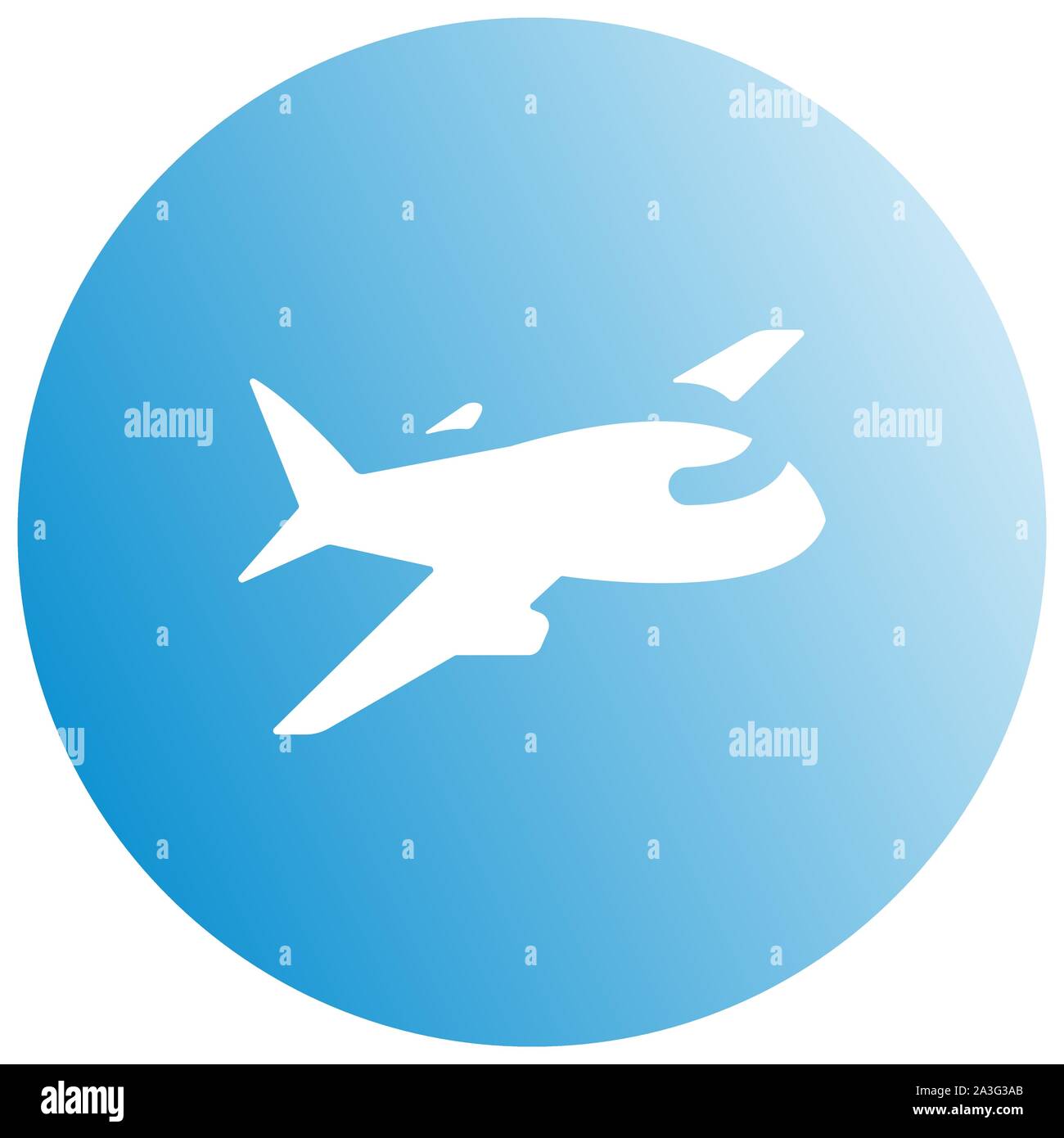 Airplane trendy icon. Plane on a blue circle. Travel background blue ...