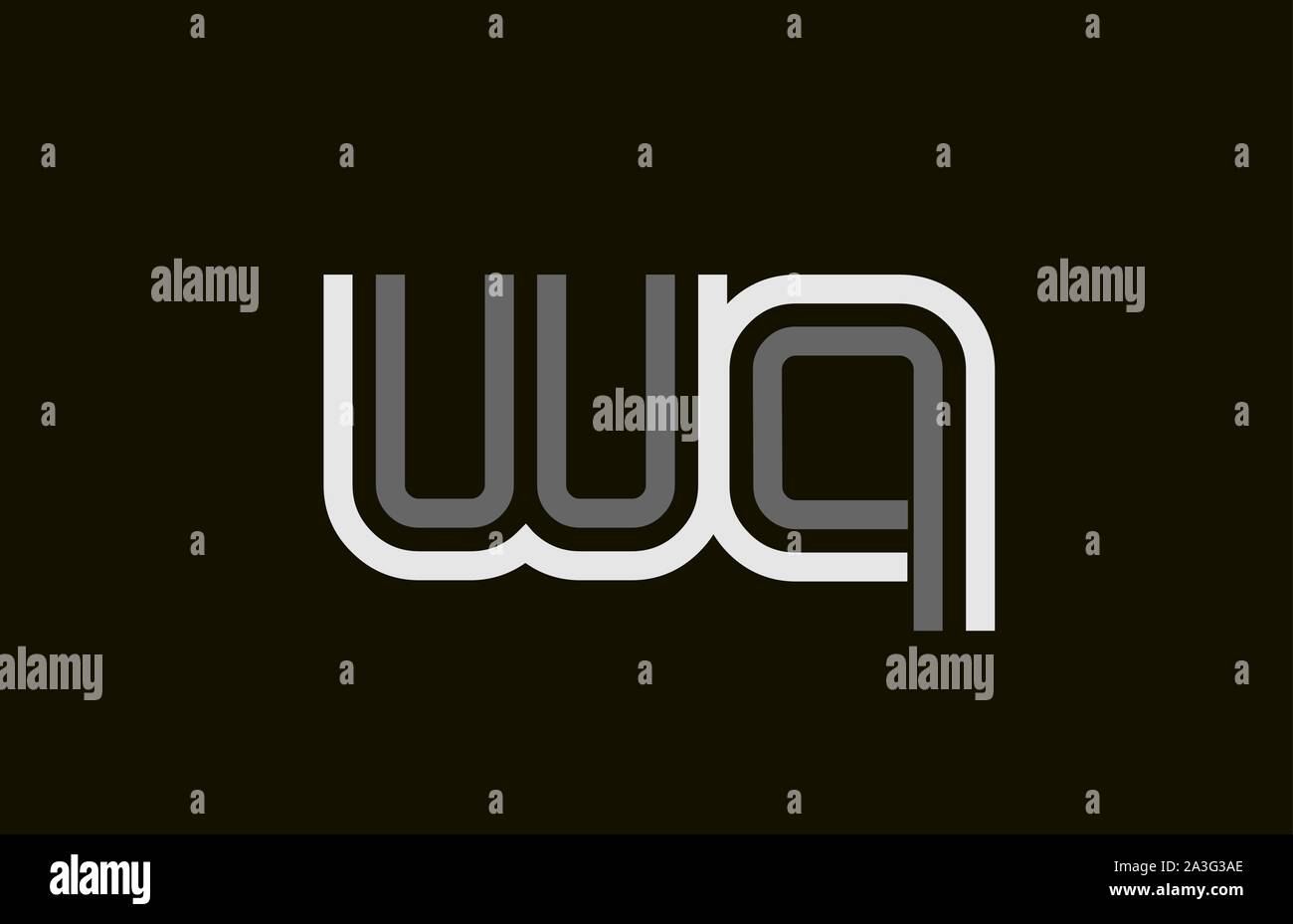 black and white line WQ W Q letter logo alphabet combination for icon ...