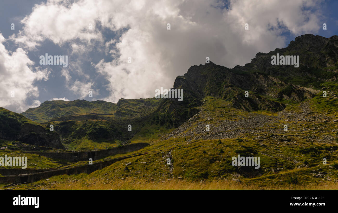 Spectacular panorama of the famous Transfagarasan pass winding through ...