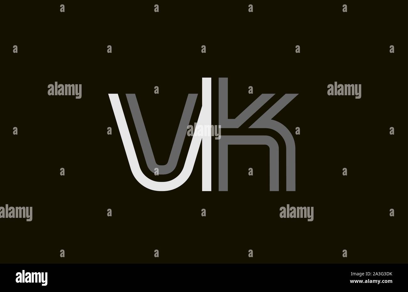 black and white line VK V K letter logo alphabet combination for icon ...