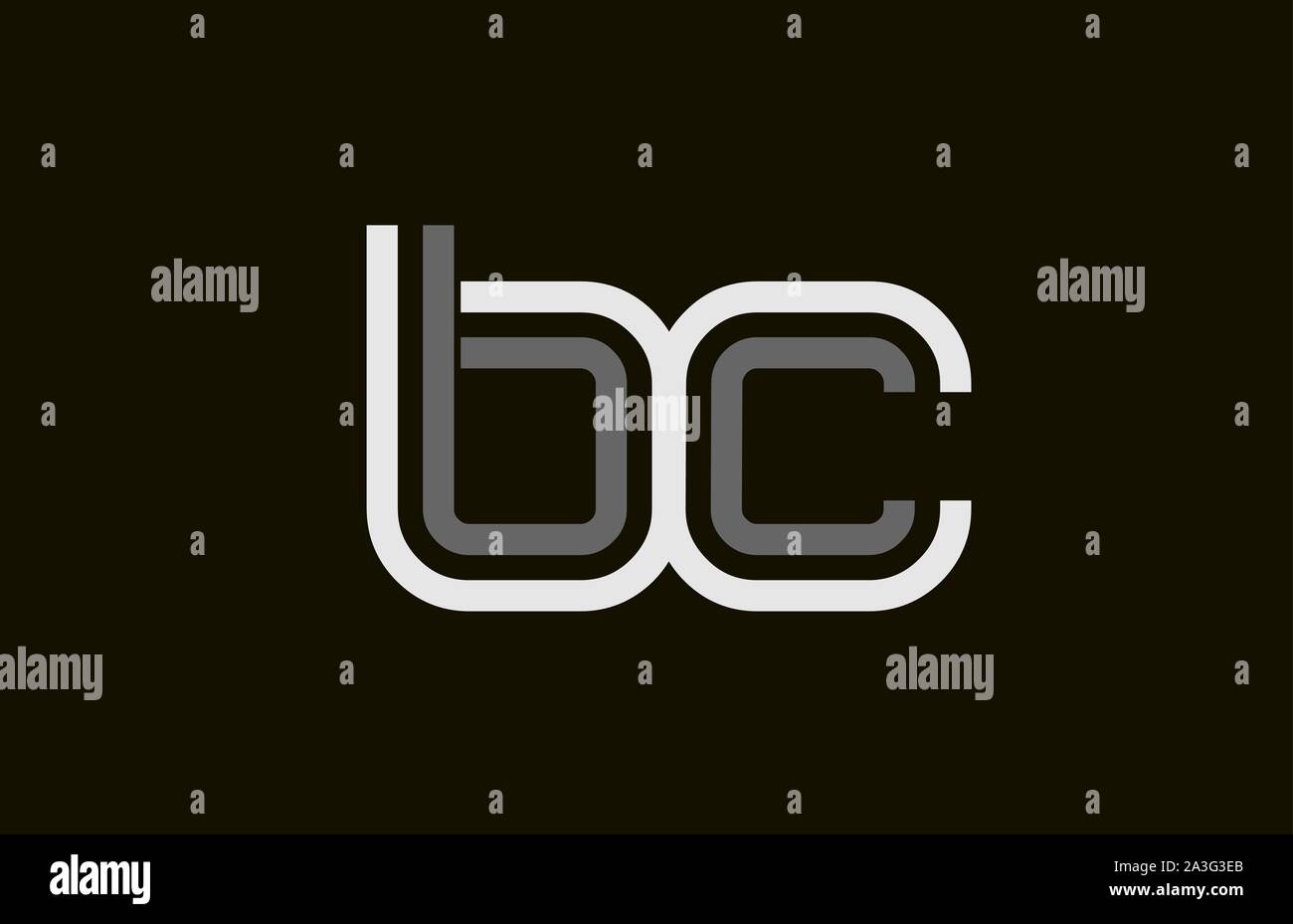 black and white line BC B C letter logo alphabet combination for icon ...