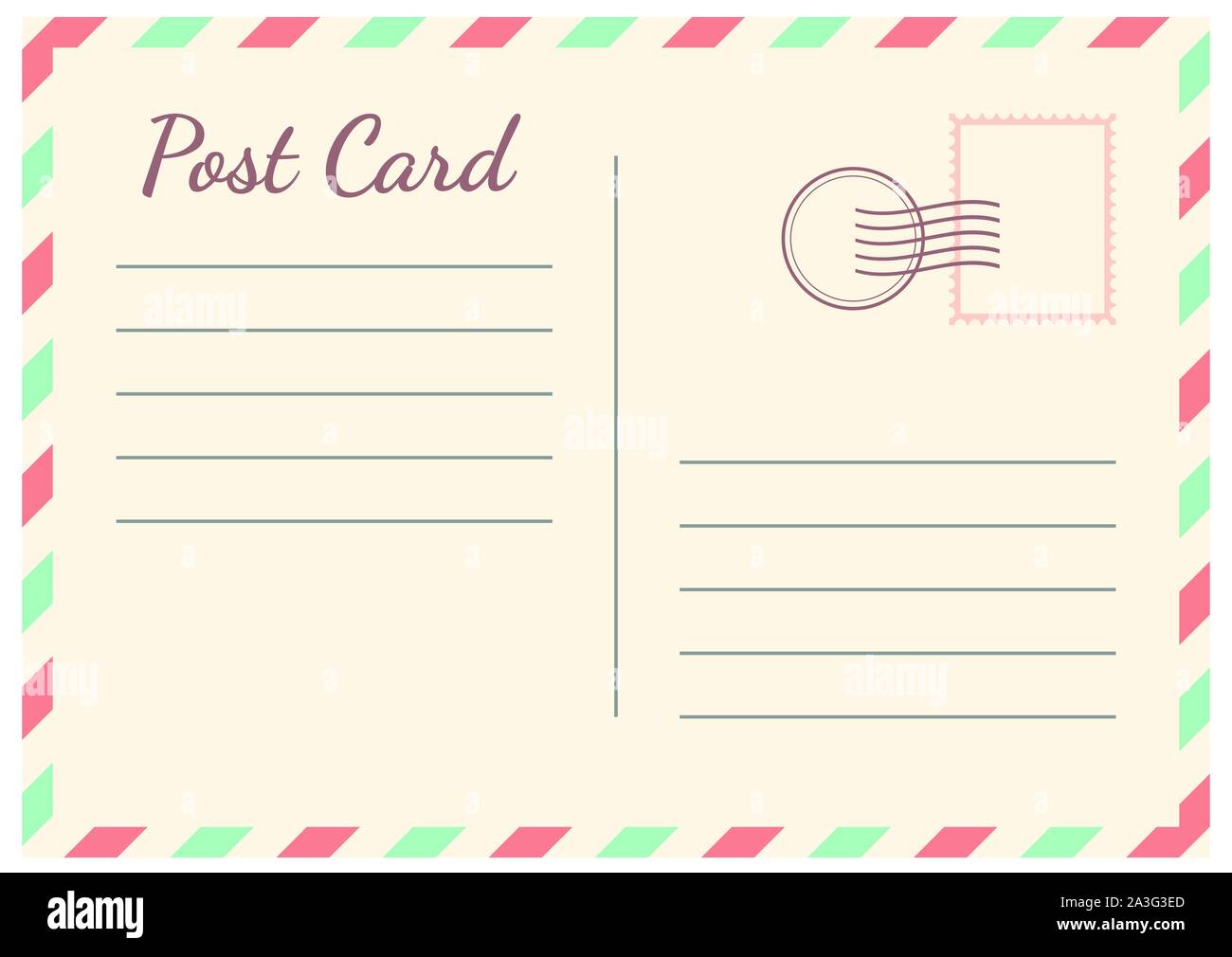 Postal card isolated on white background. Vector illustration Stock ...