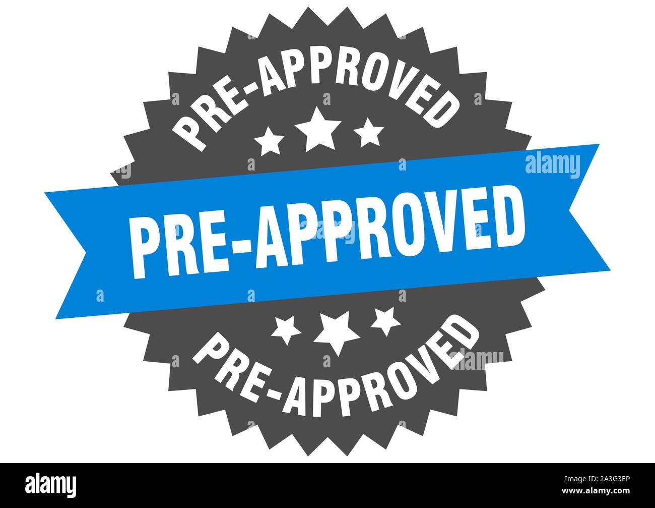 pre-approved sign. pre-approved blue-black circular band label Stock ...