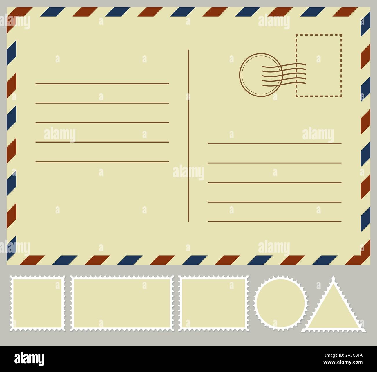 Postal card isolated on white background. Vector illustration Stock ...