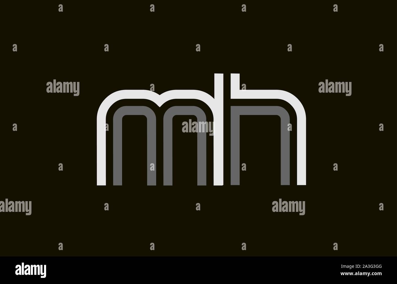 black and white line MH M H letter logo alphabet combination for icon ...