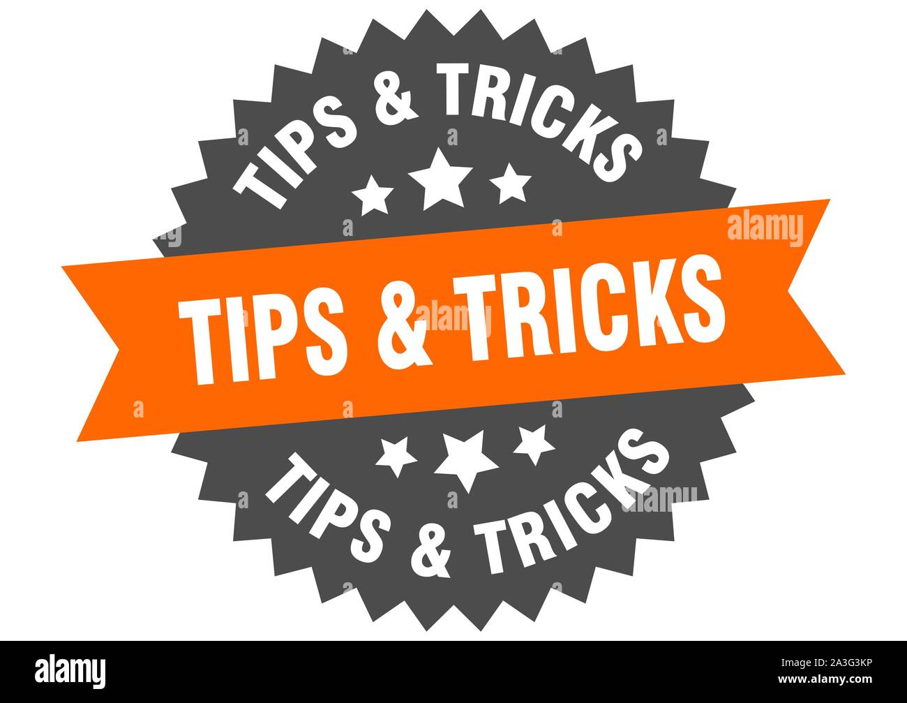 tips & tricks sign. tips & tricks orange-black circular band label ...