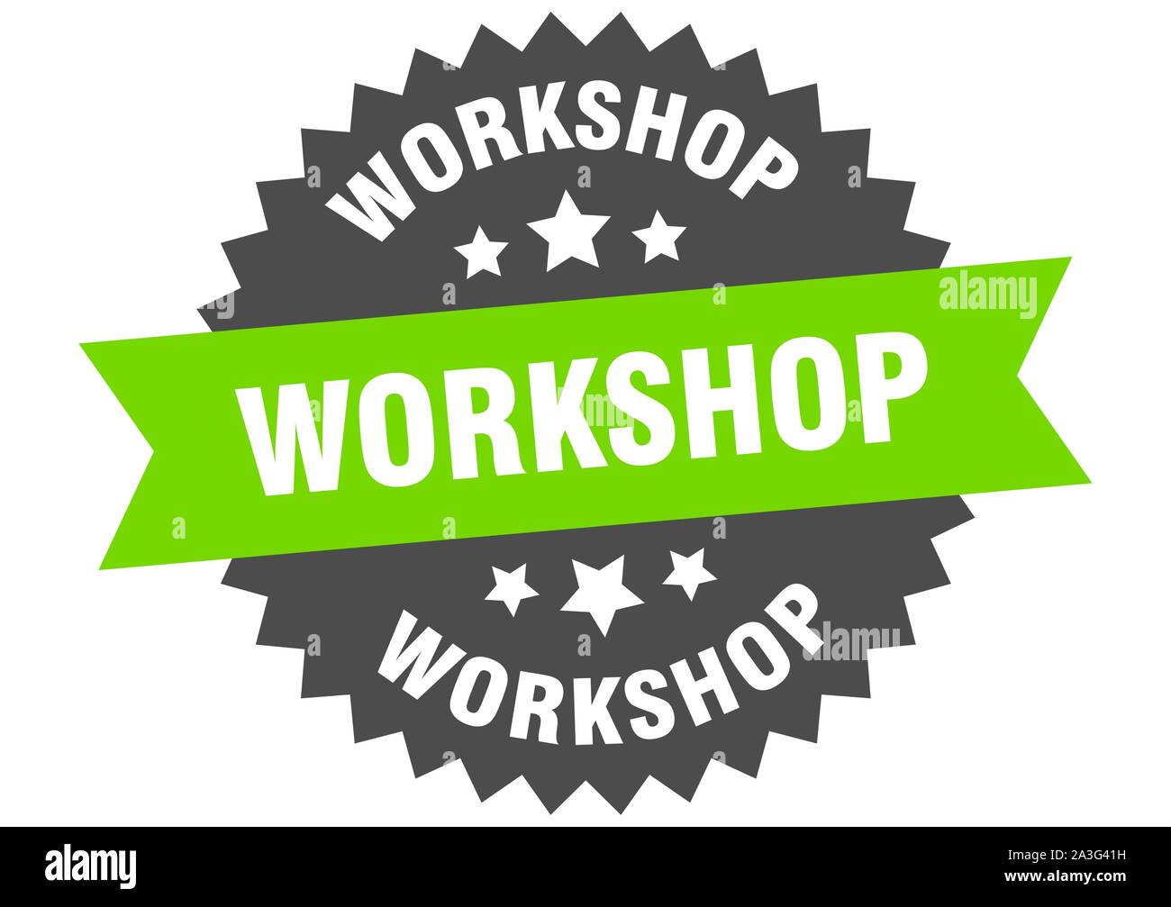workshop sign. workshop green-black circular band label Stock Vector ...