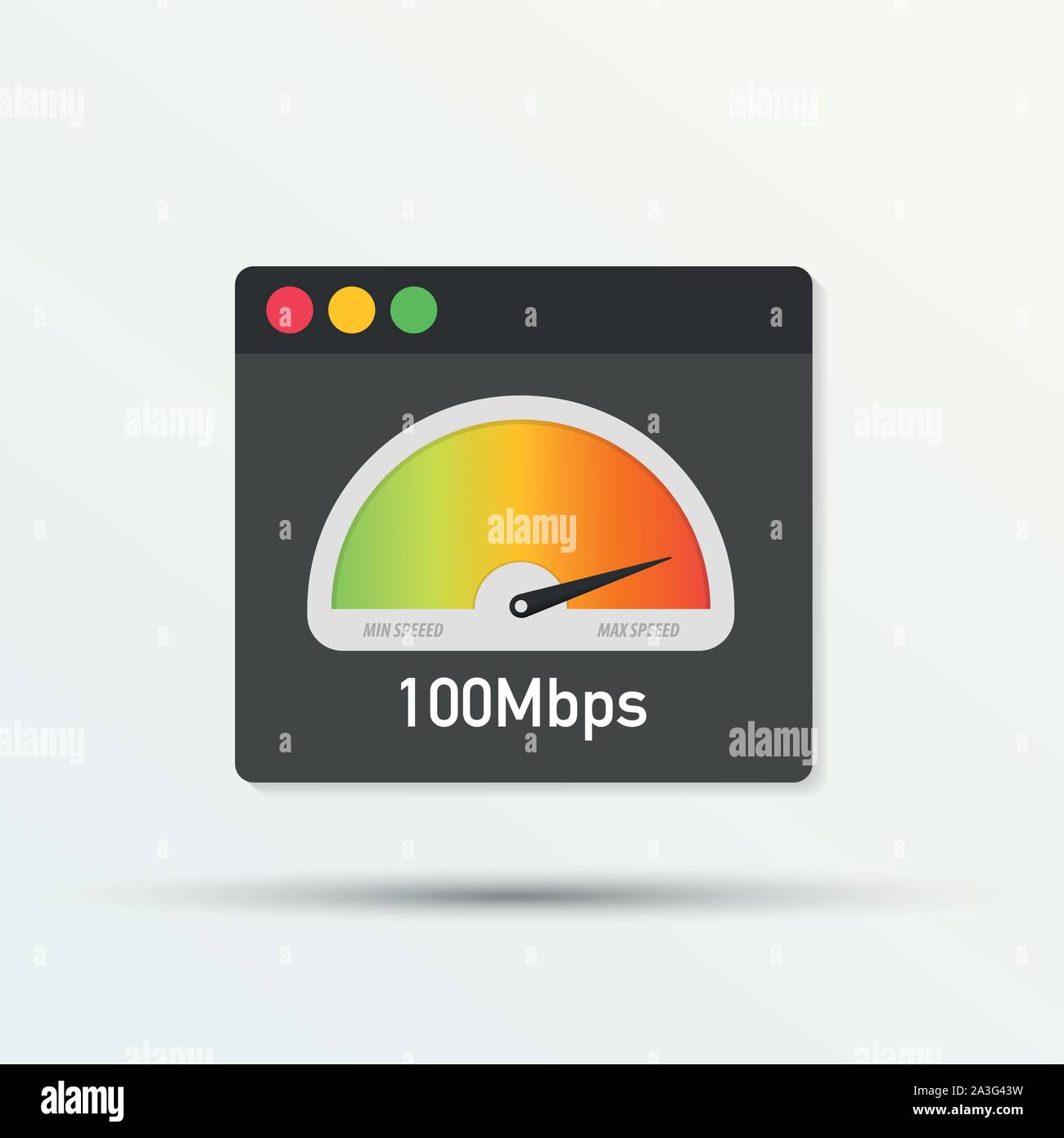 Website speed loading time. Web browser with speedometer test showing ...