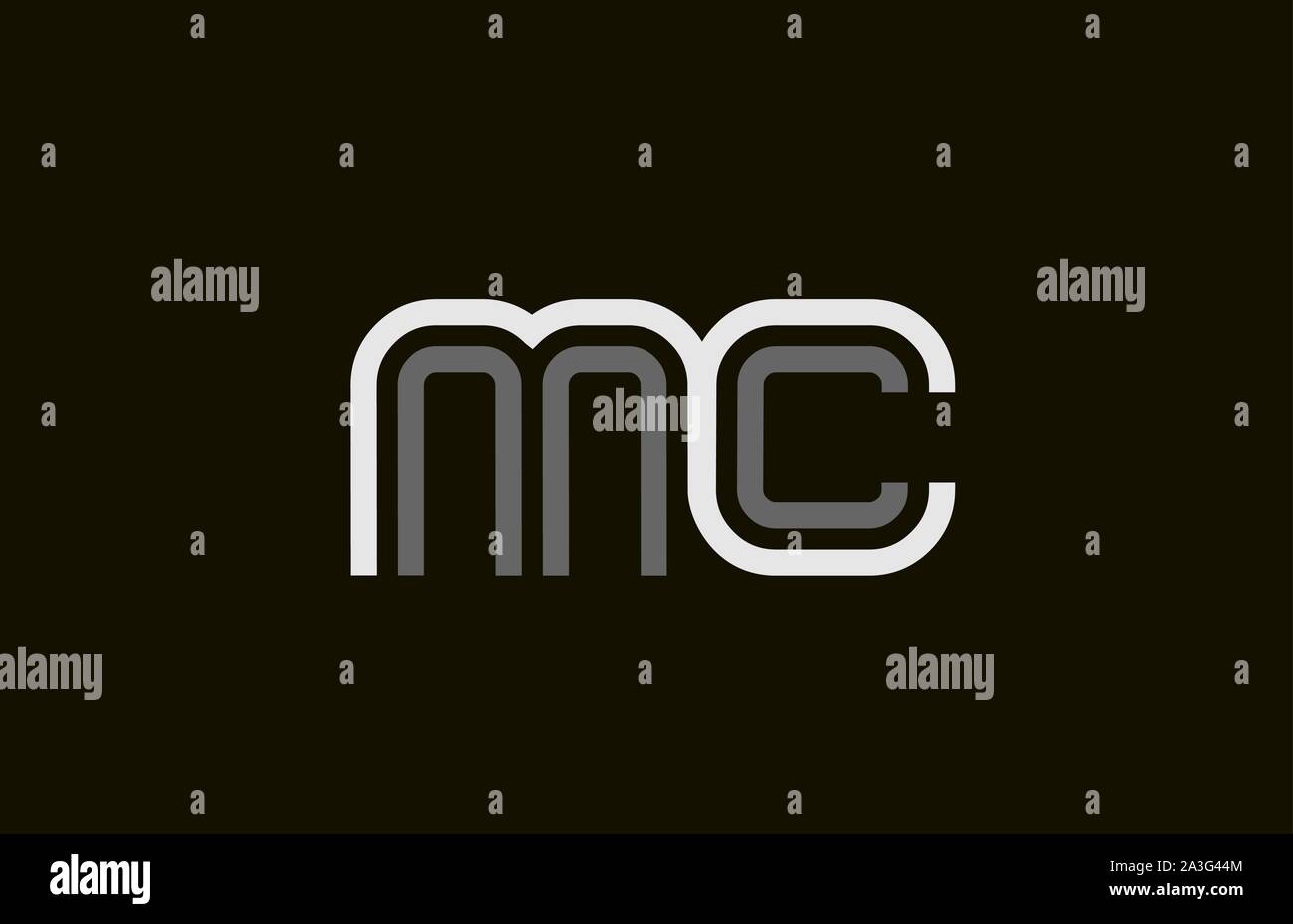 black and white line MC M C letter logo alphabet combination for icon ...
