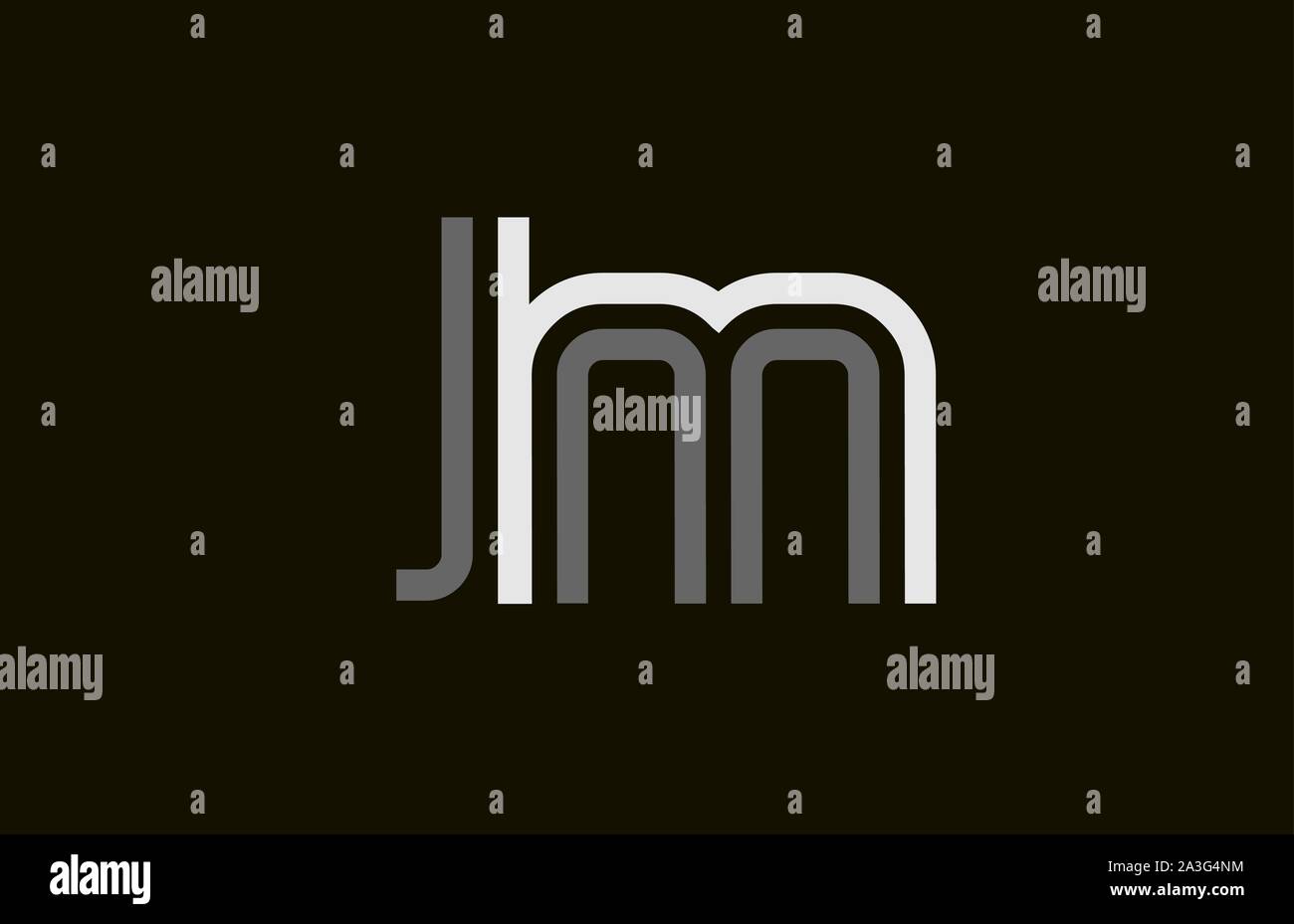 black and white line JM J M letter logo alphabet combination for icon ...