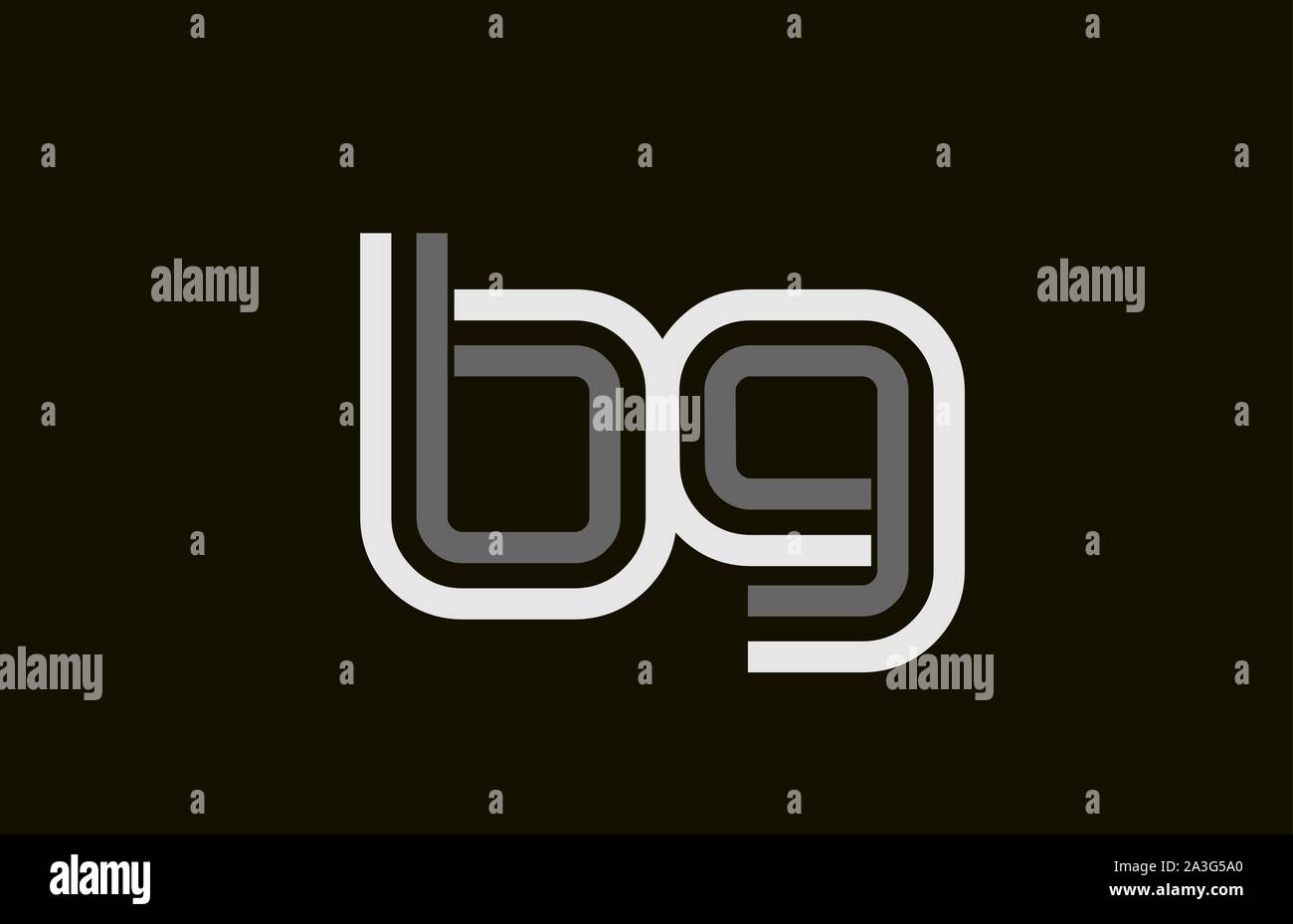 black and white line BG B G letter logo alphabet combination for icon ...