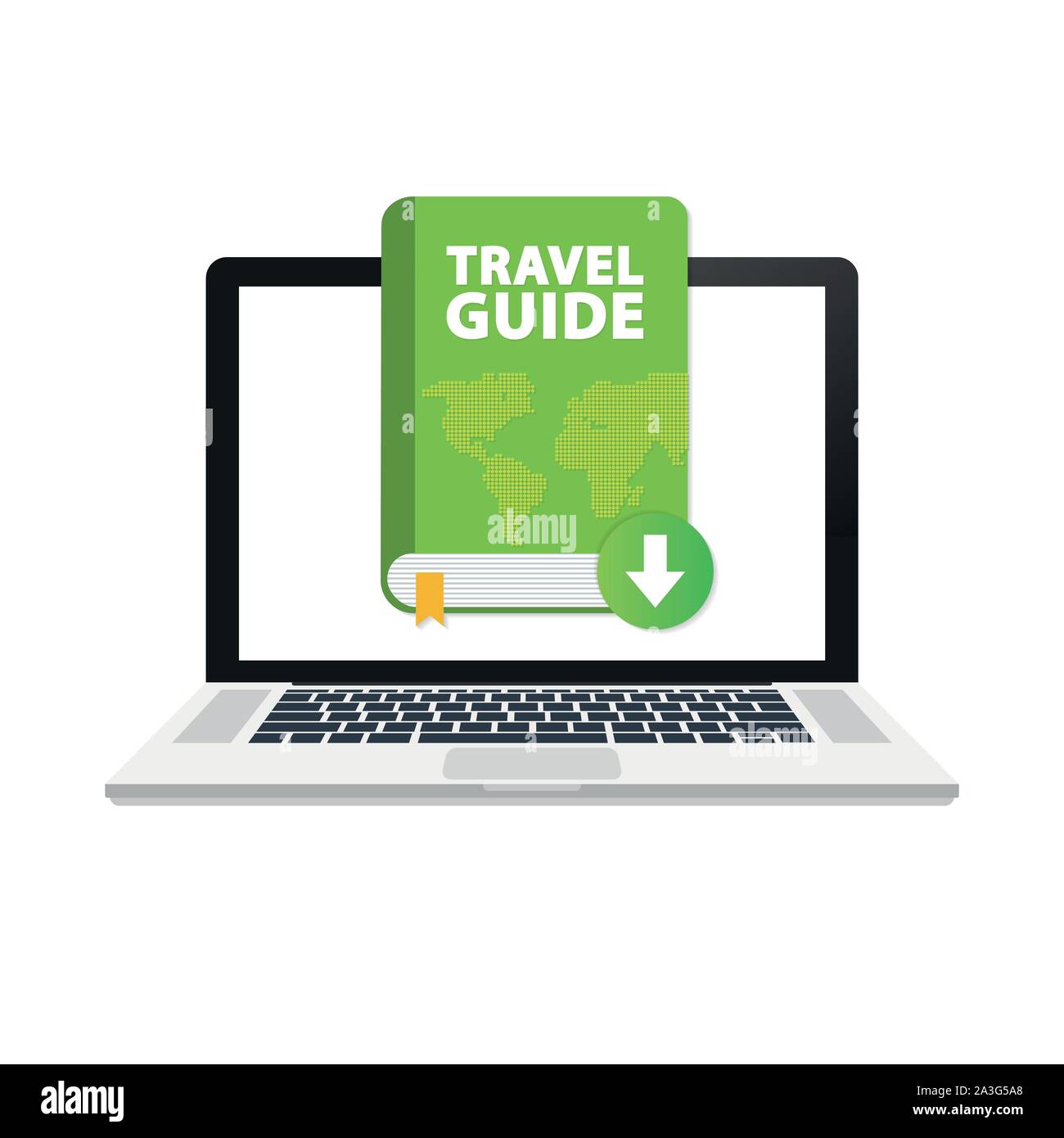 Download Travel guide book on laptop. Vector stock illustration Stock ...
