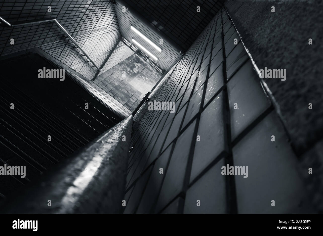 Abstract night city background with dark underground crossing Stock ...