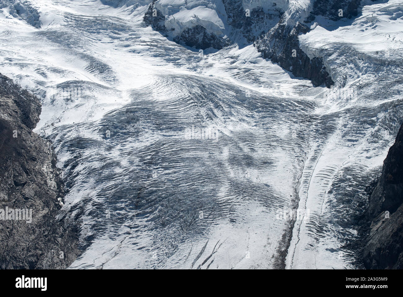 Gornergletscher or Gorner Glacier at Gornergrat showing Monte Rossa ...