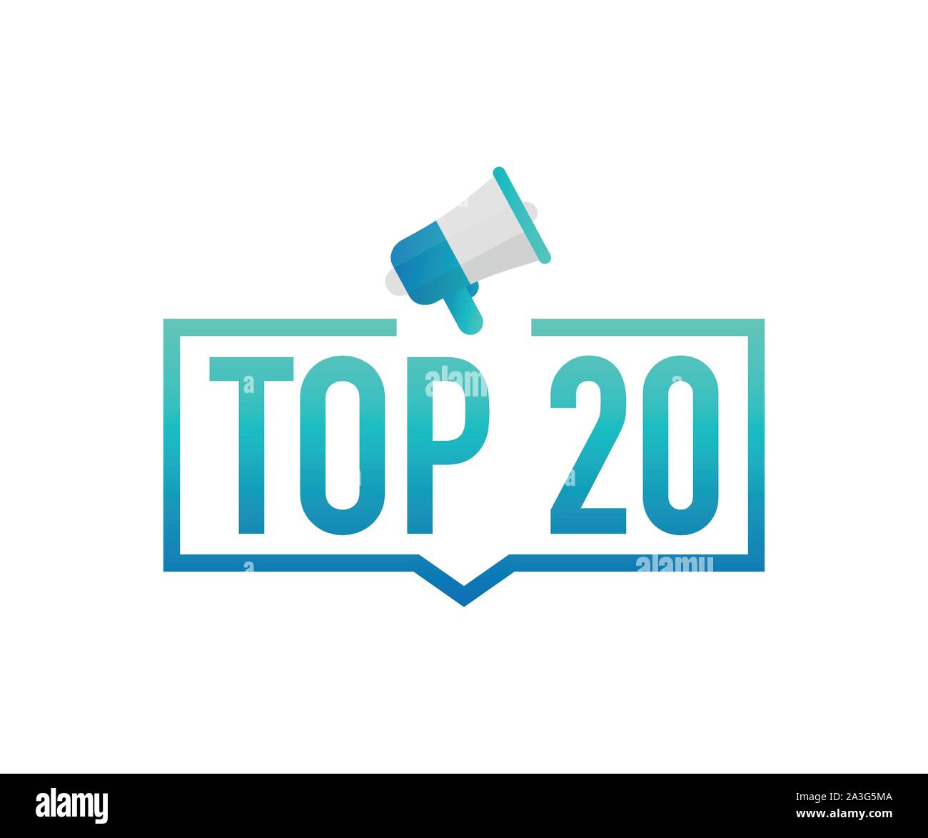 Top 20 - Top twenty colorful label on white background. Vector stock ...