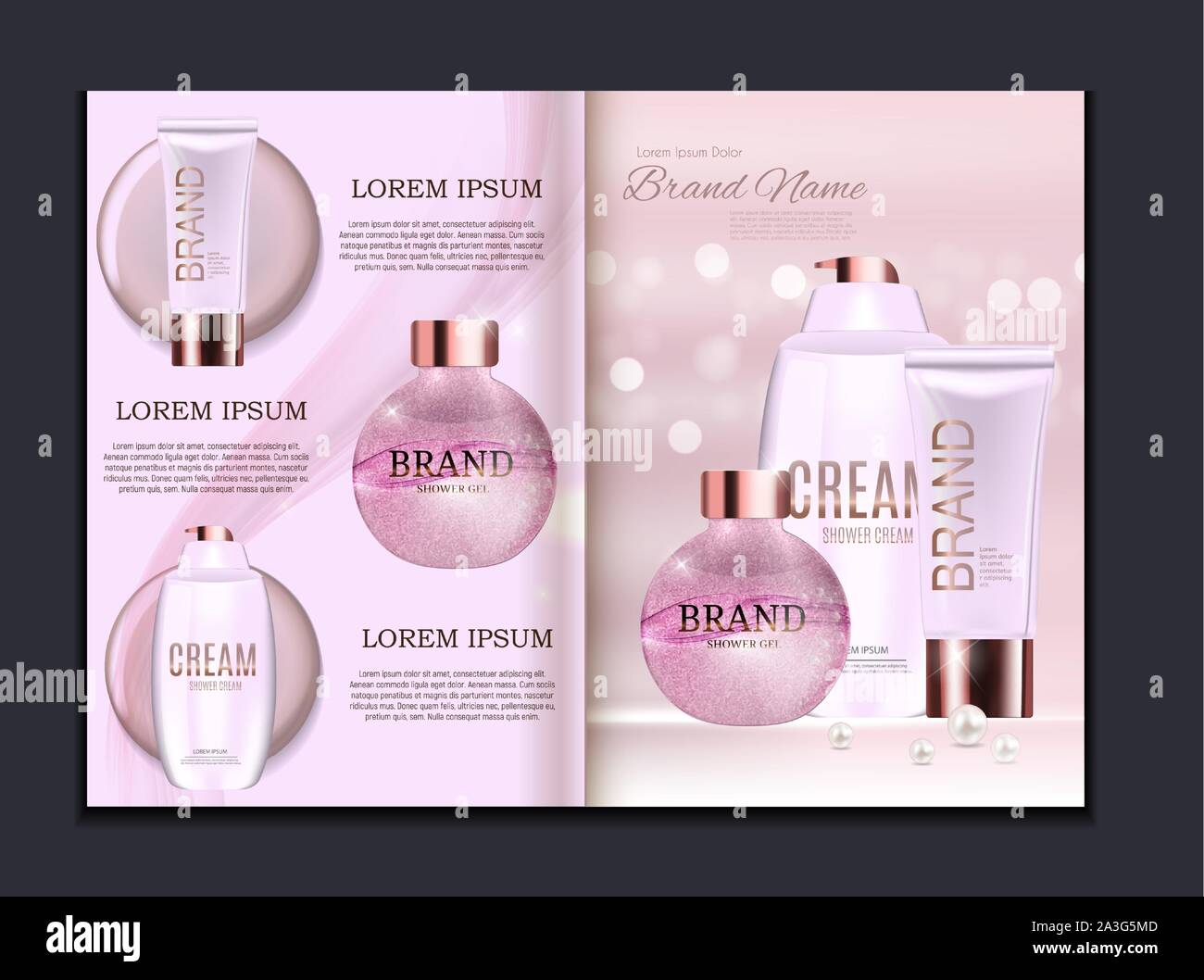 Design Cosmetics Product Brochure Template for Ads or Magazine Background. 3D Realistic Vector ...