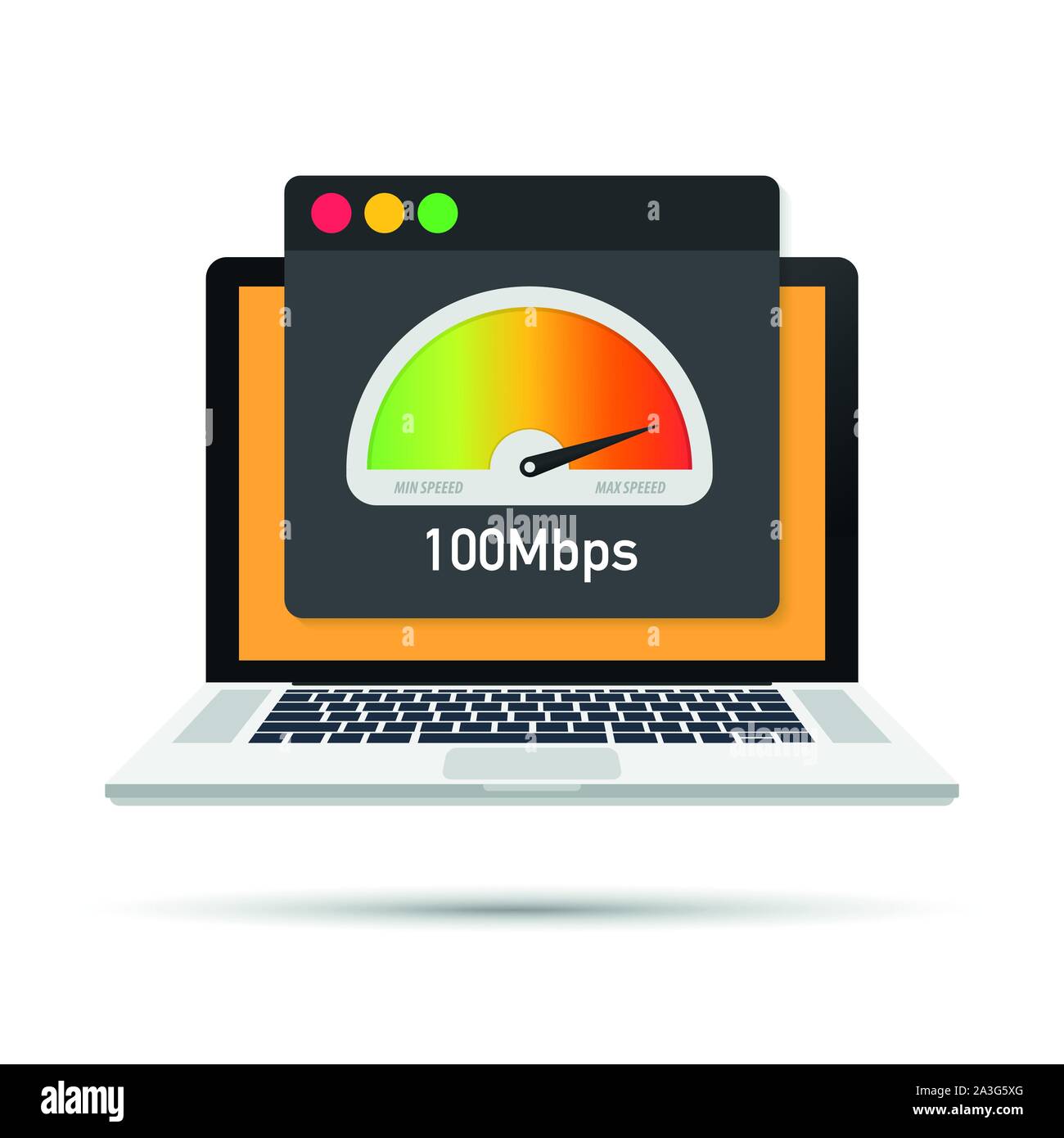 Laptop with speed test on the screen. Vector stock illustration Stock ...