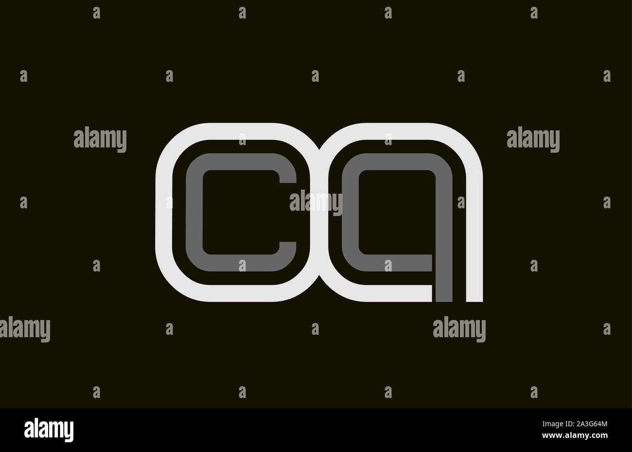 black and white line CA C A letter logo alphabet combination for icon ...
