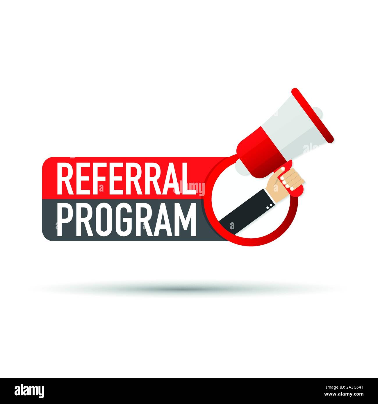 Hand Holding Megaphone with Referral program. Vector stock illustration ...
