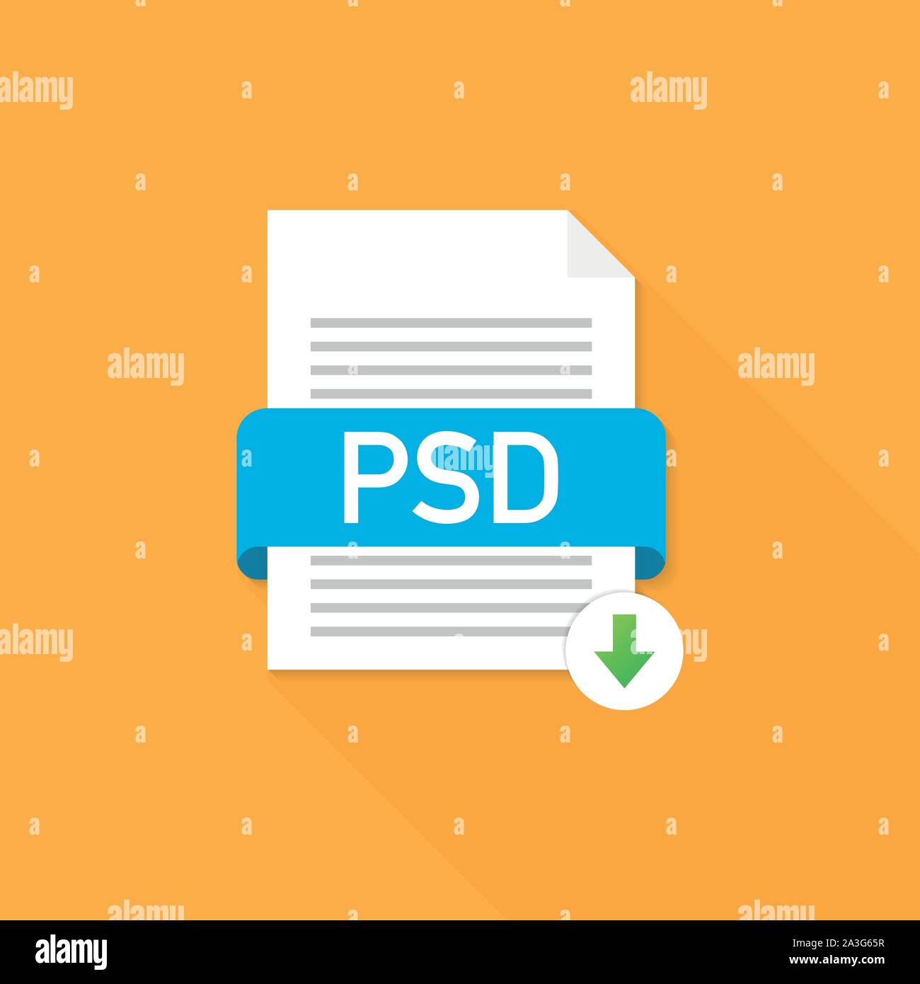 Download PSD button. Downloading document concept. File with PSD label and down arrow sign ...